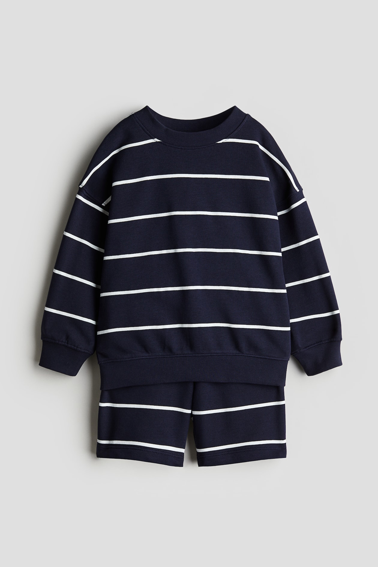 Ensemble 2 pièces avec chandail et short - Marine/rayé - Kids | H&M CA