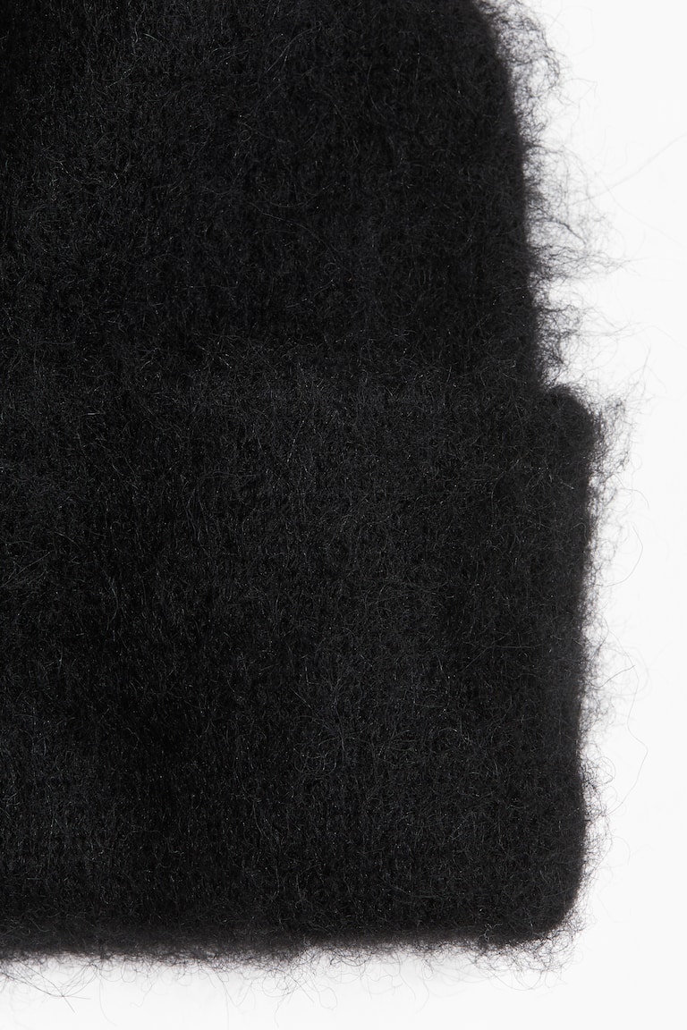 Fuzzy wool-blend beanie - Black - Men | H&M GB