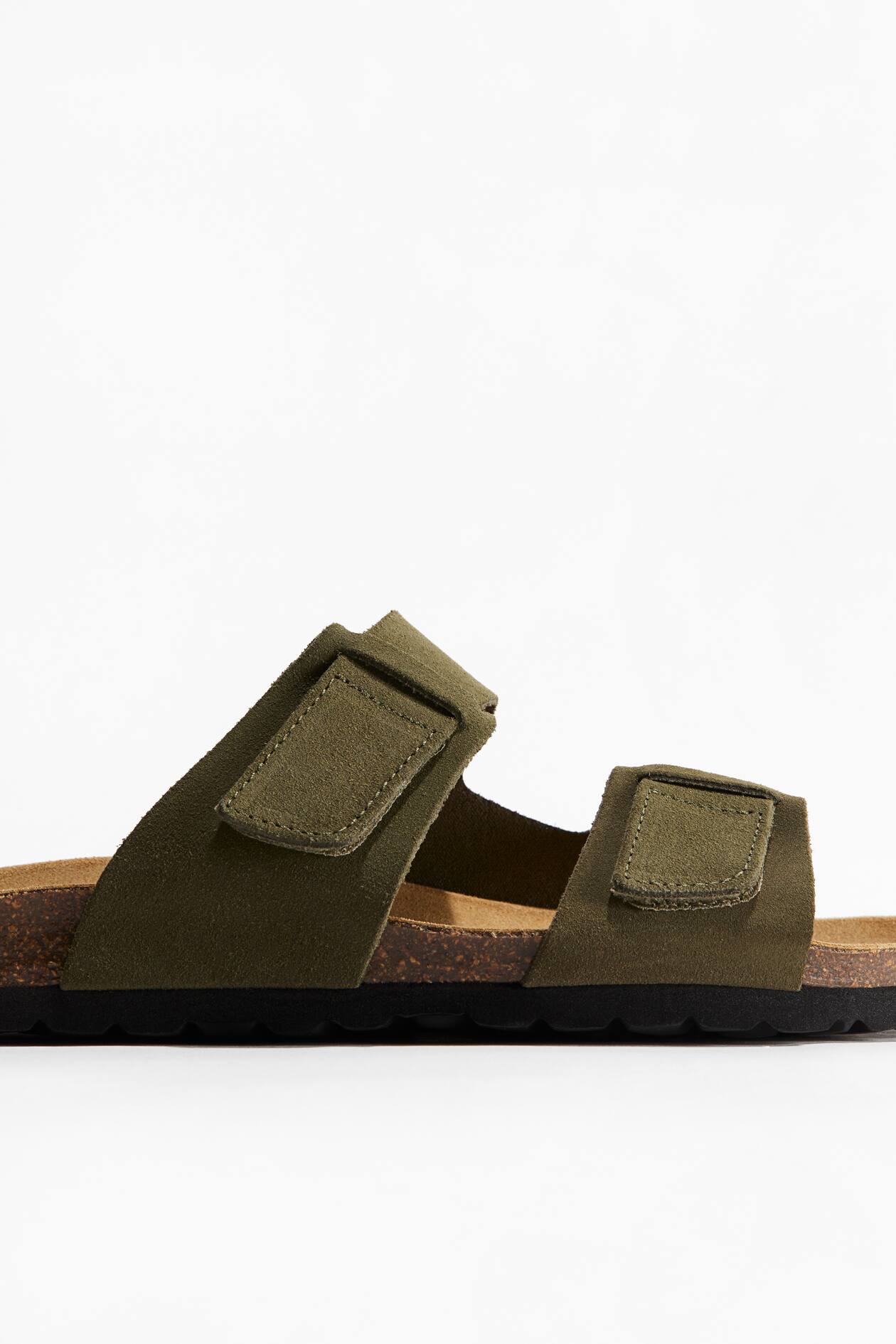 Men’s Khaki green Suede slides | H&M SG