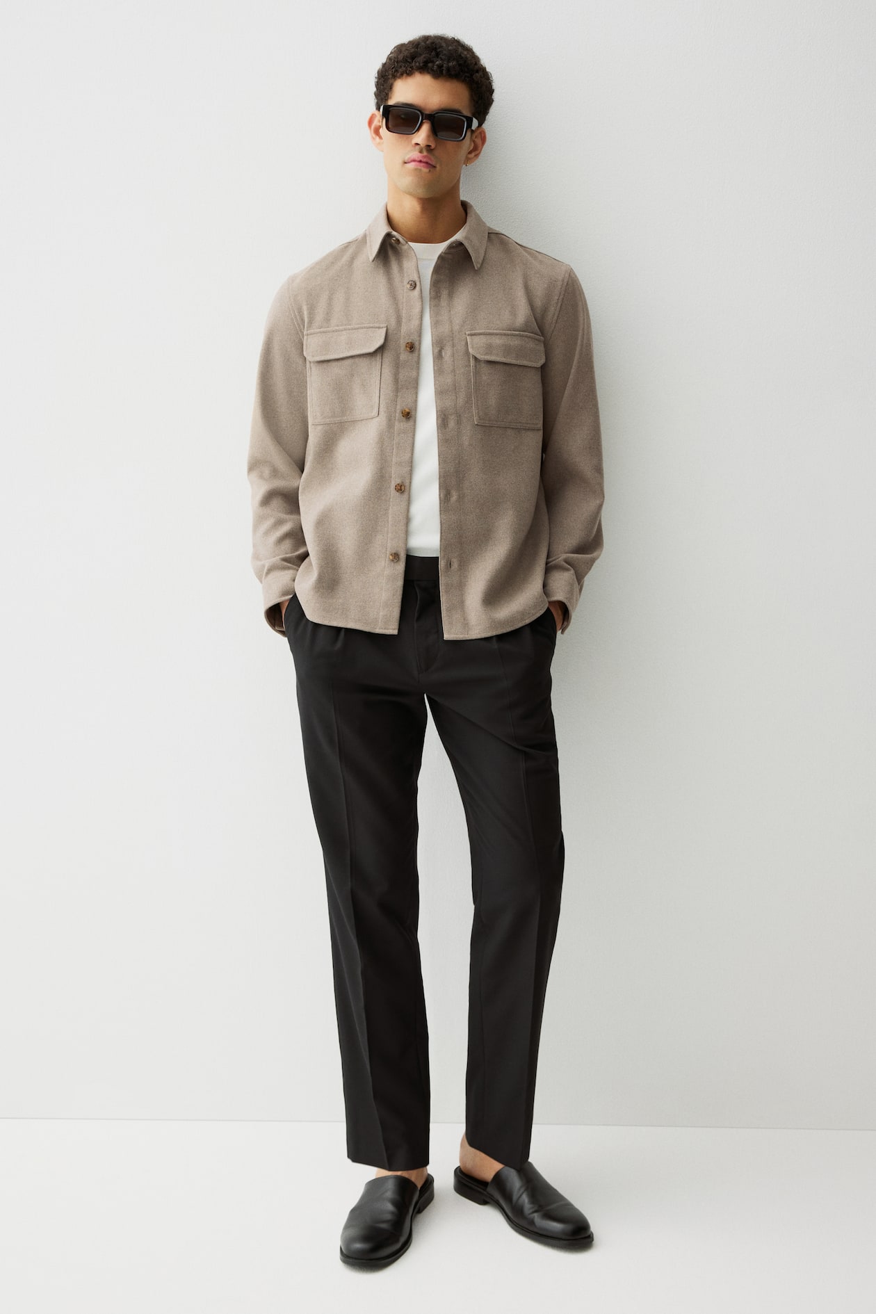 Men’s Dark beige Regular Fit Felted Overshirt | H&M CA