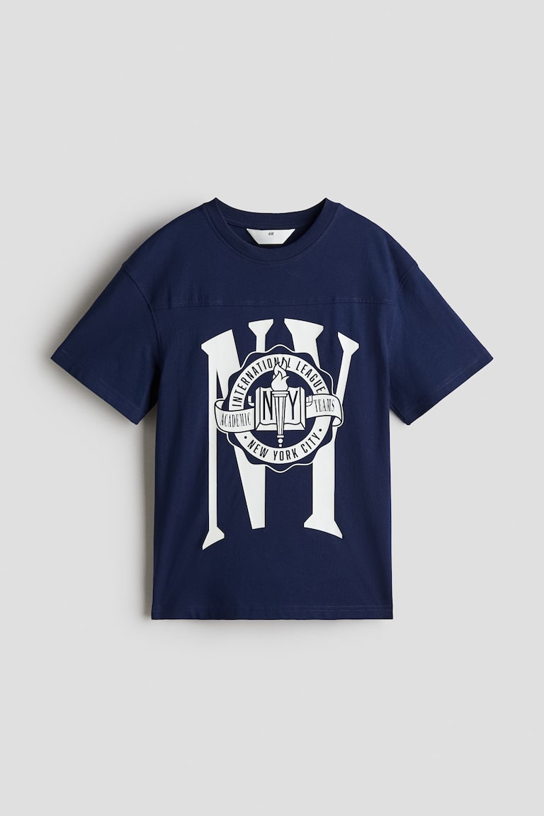 Navy blue/NY Oversized printed T-shirt for kids | H&M GB