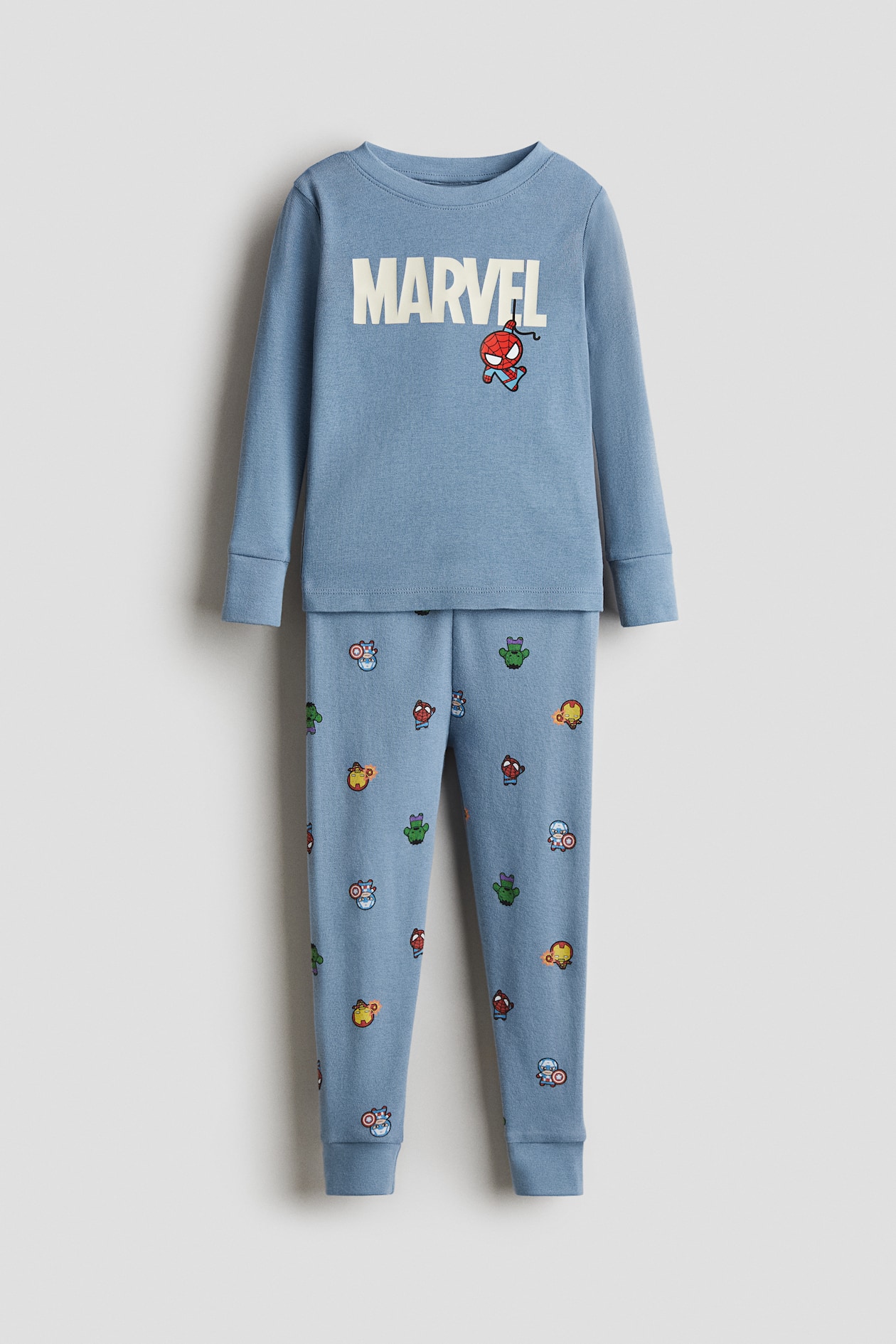 Dusty blue/Marvel Snug Fit Cotton Jersey Pajamas for kids | H&M US