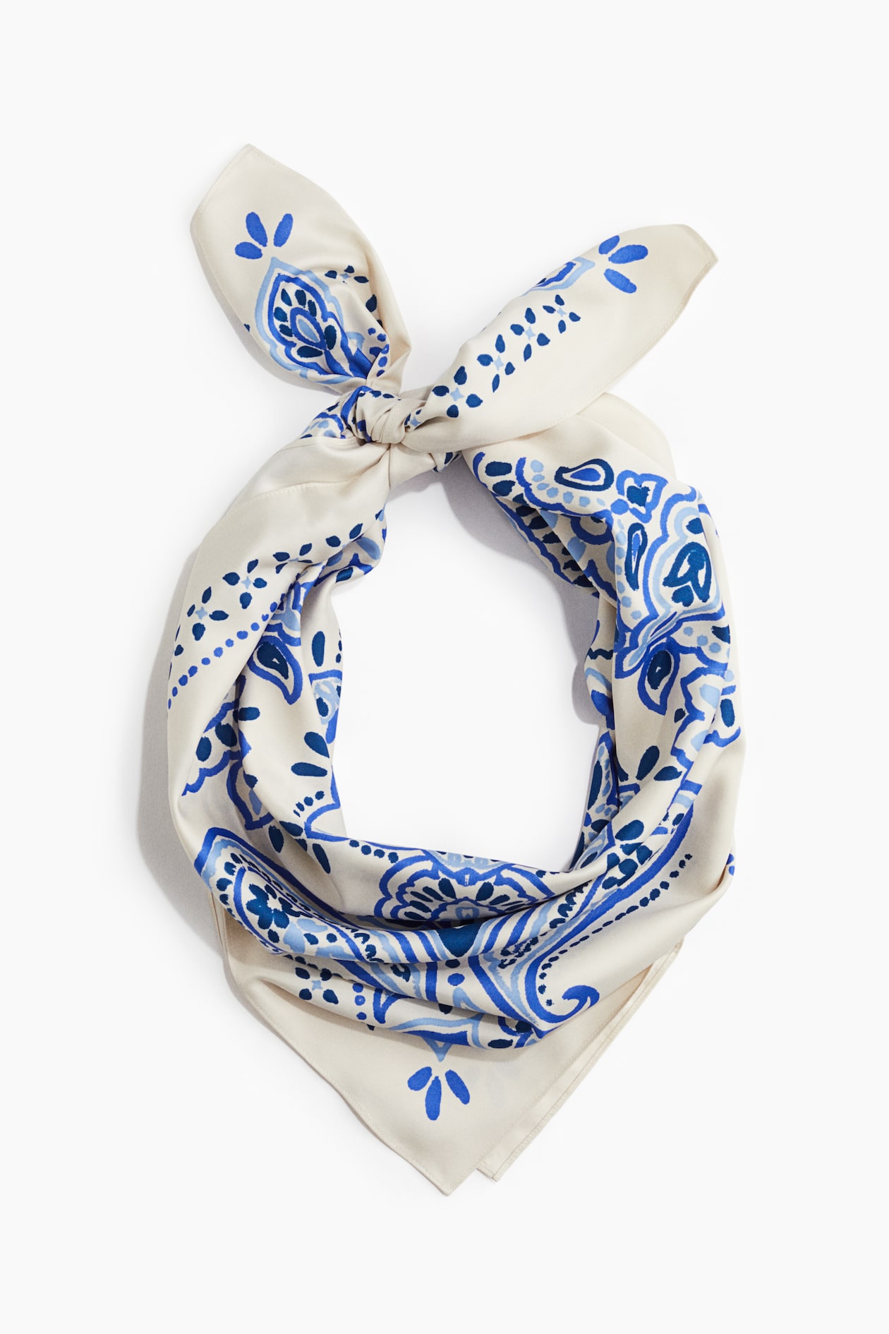 Patterned scarf - Cream/Blue patterned - Ladies | H&M IE