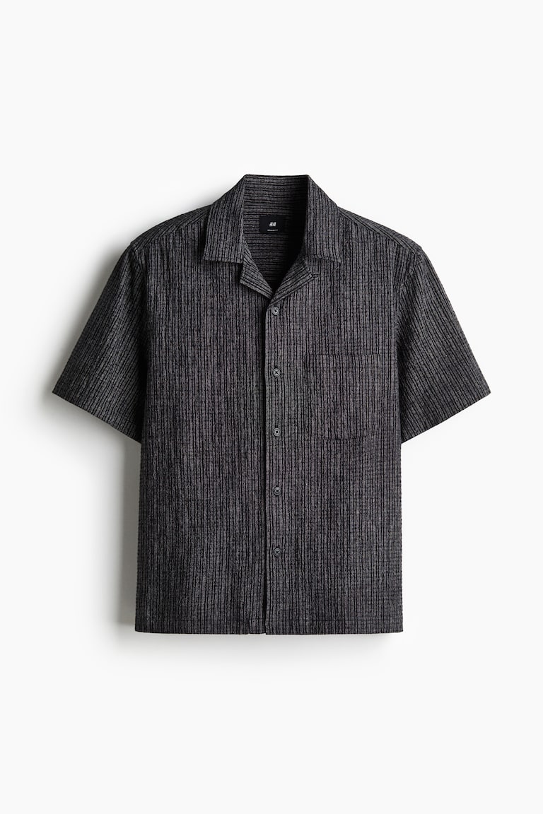 Men’s Black Regular Fit Linen-blend resort shirt | H&M IN