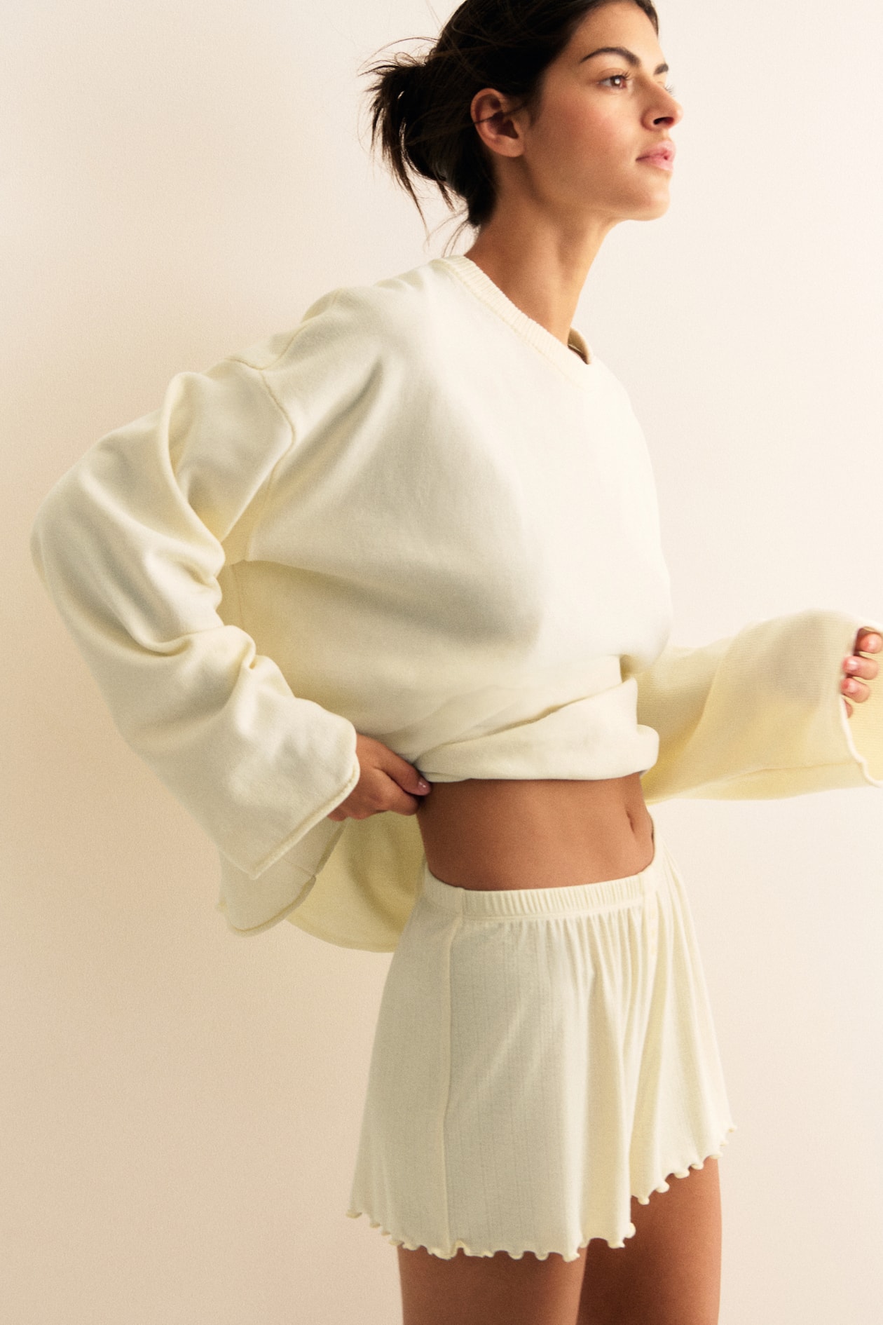 2-Pack Pointelle Pajama Shorts - Light yellow/white - Ladies | H&M US