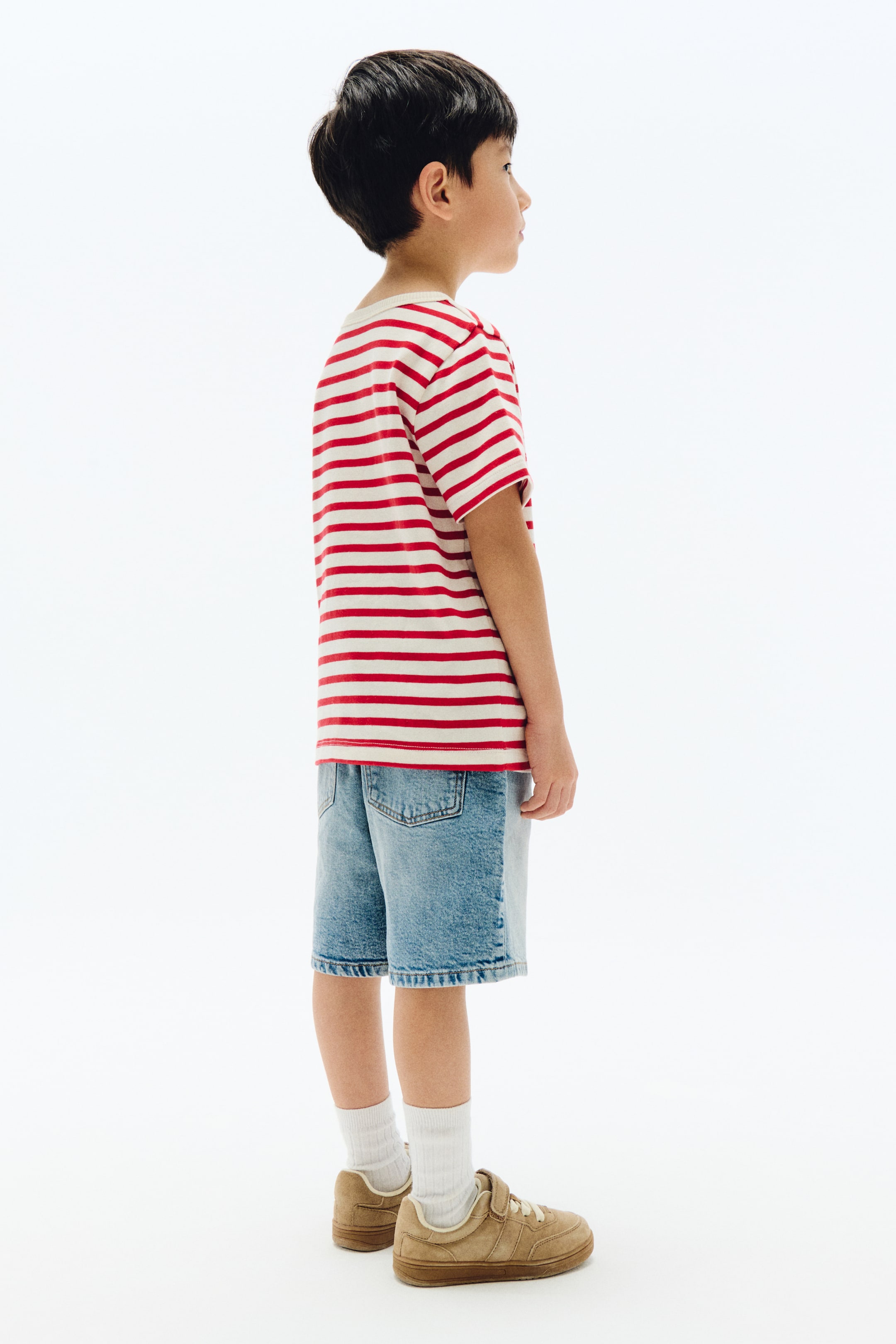 Pocket-detail T-shirt - White/Red striped - Kids | H&M IN