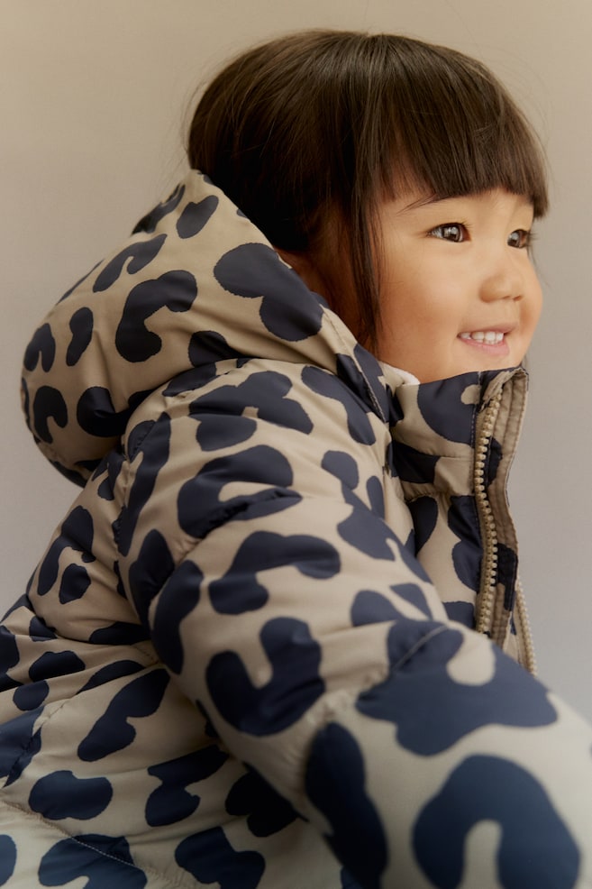 Beige/leopard print Water-Repellent Puffer Jacket for kids | H&M US