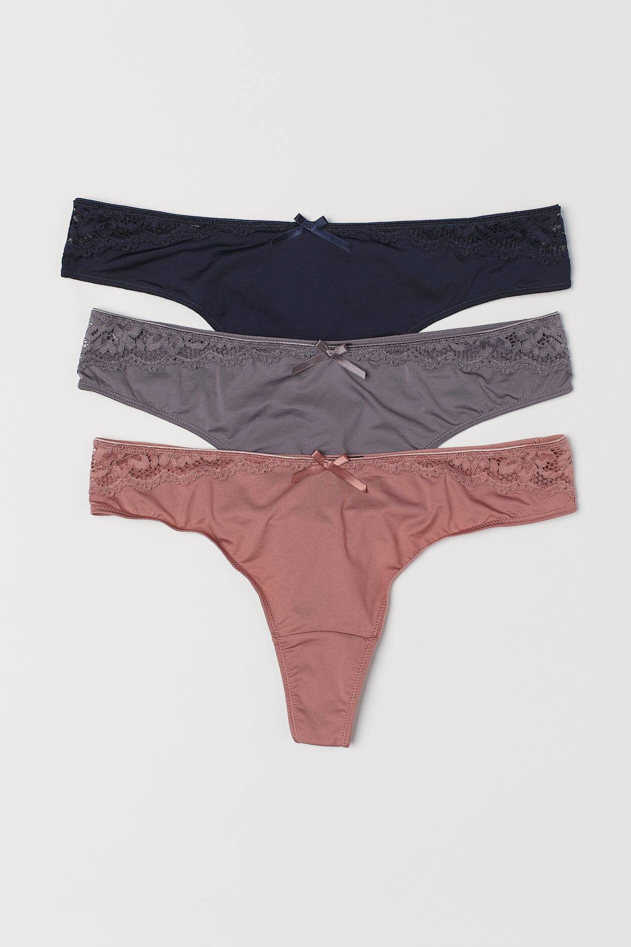3-pack truse thong i micro - Lav midje - Mørk blå - DAME | H&M NO