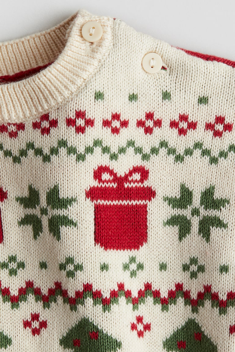 Jacquard-Knit Sweater - White/Christmas trees - Kids | H&M US