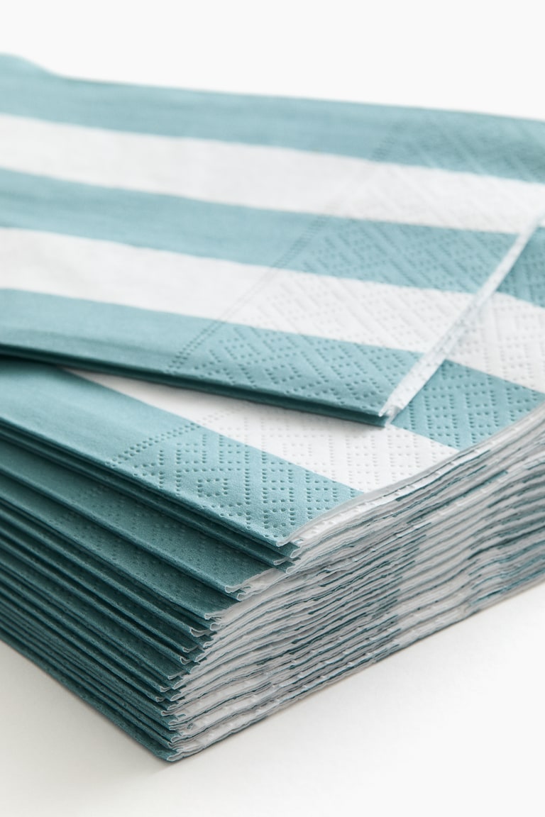 Light blue/striped 15-pack Paper Napkins at H&M Home | H&M US