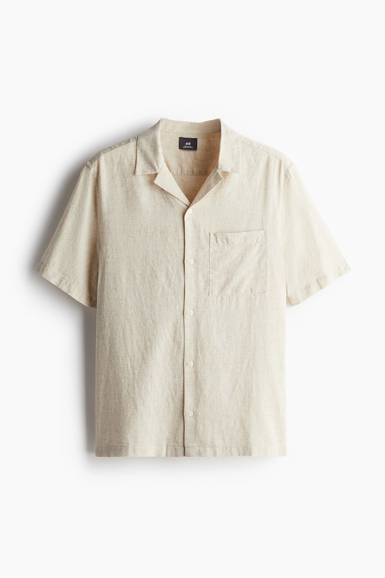 Men’s Light beige Regular Fit Linen-Blend Resort Shirt | H&M US