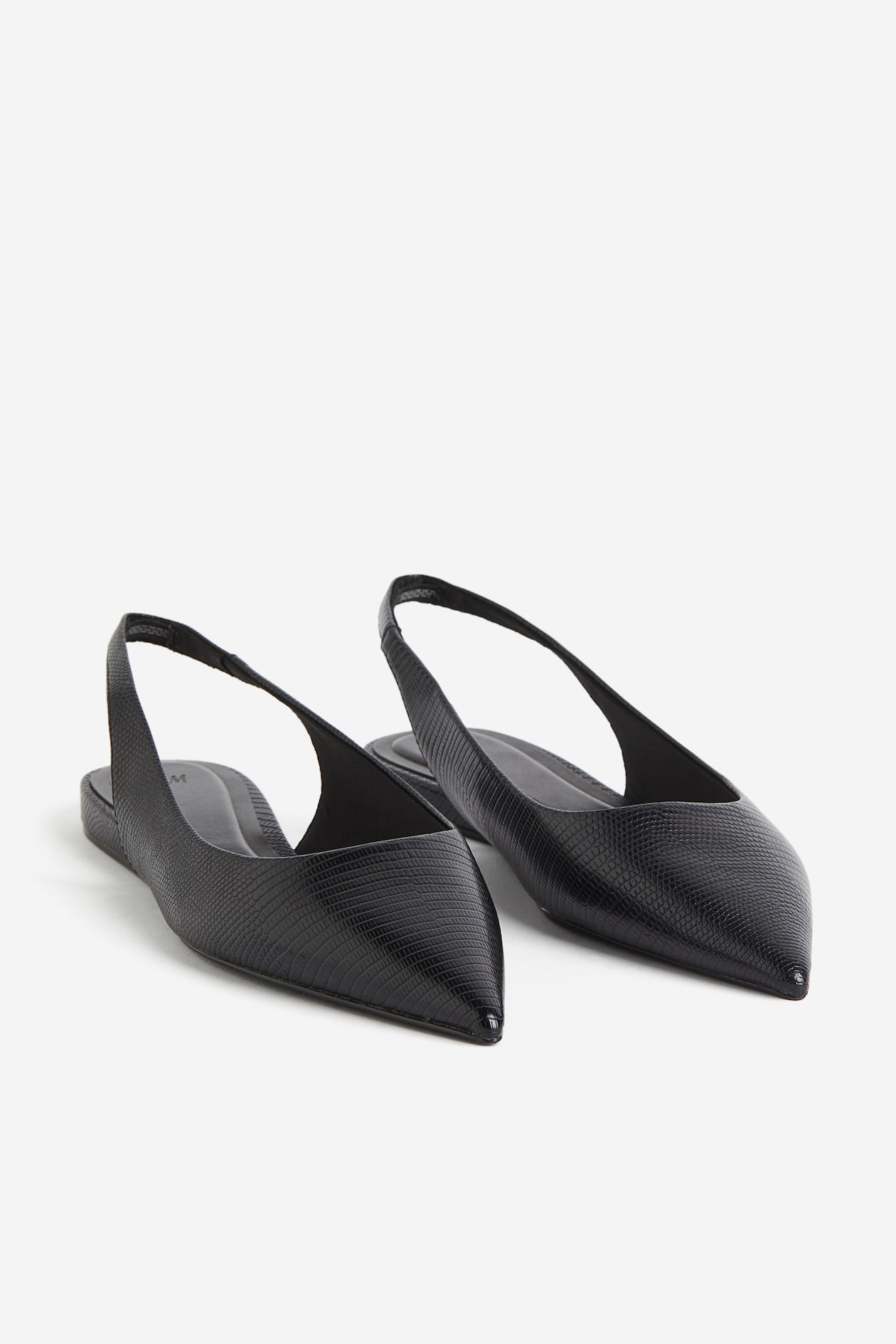 Women's Black/Crocodile-patterned Pointed slingbacks | H&M GB