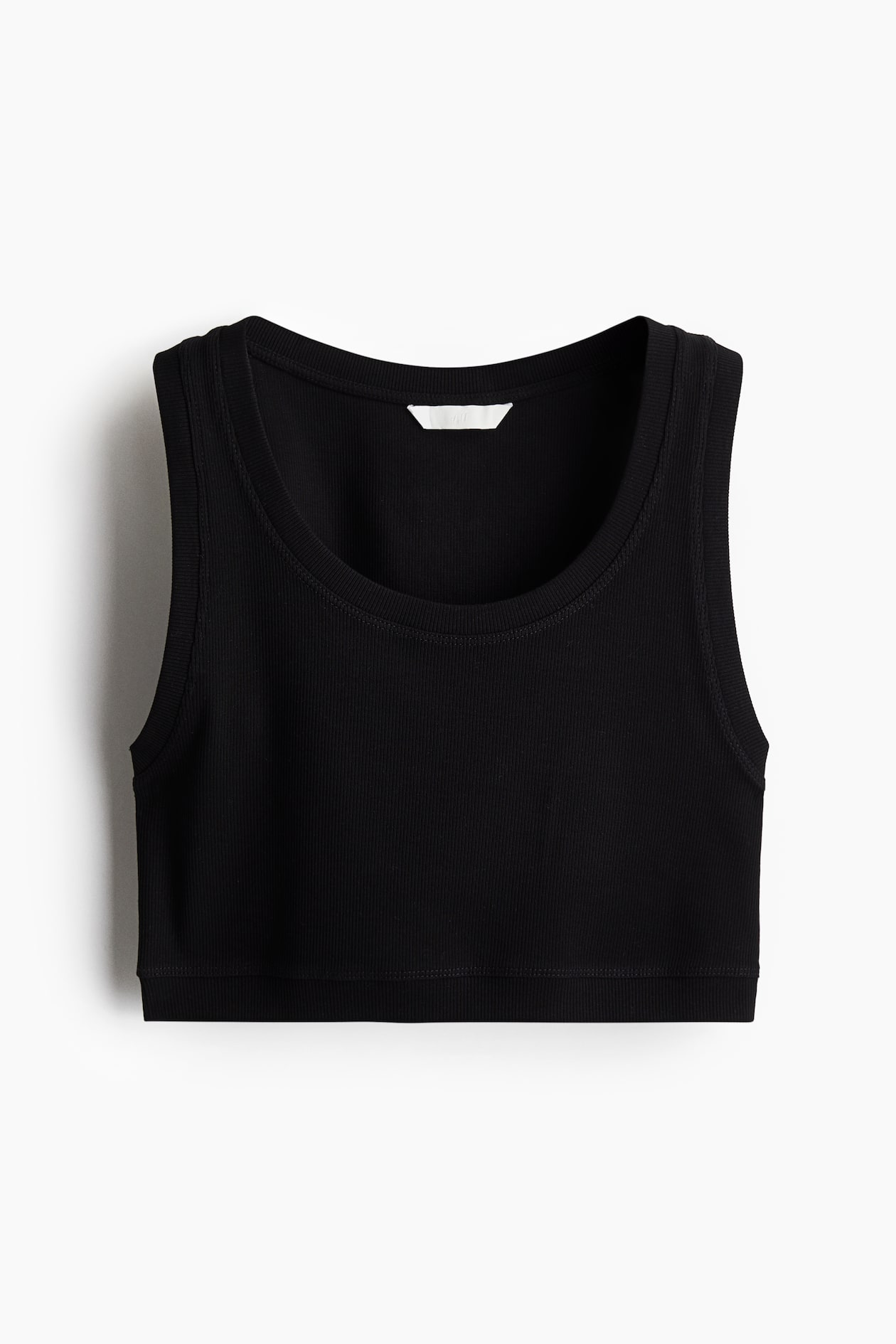Women's Black Cropped ribbed vest top | H&M IN