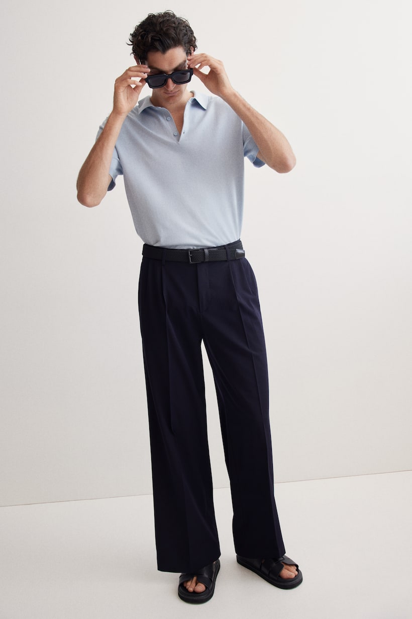 Loose Fit Tailored Pants - Navy blue - Men | H&M US