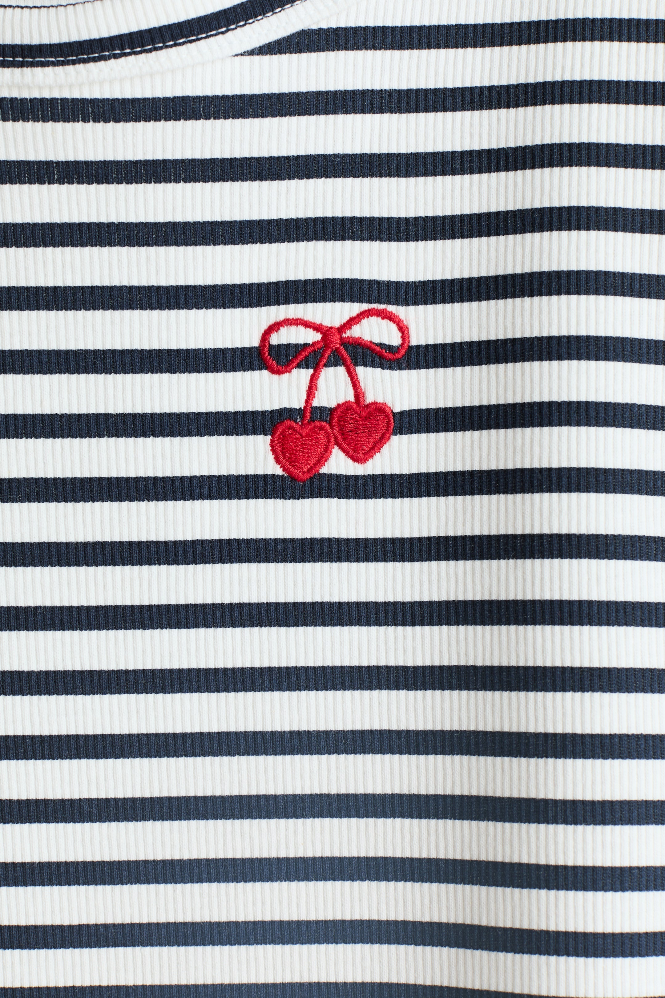 Ribbet top i jersey - Marineblå/Hvidstribet - BØRN | H&M DK