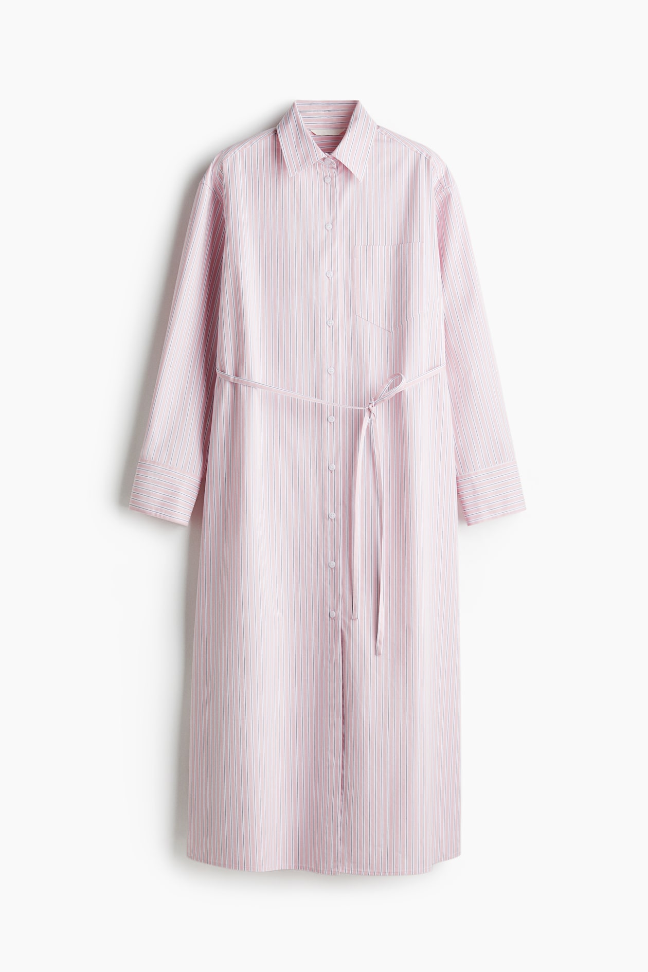 Robe chemisier avec ceinture à nouer - Rose clair/rayé - FEMME | H&M CA