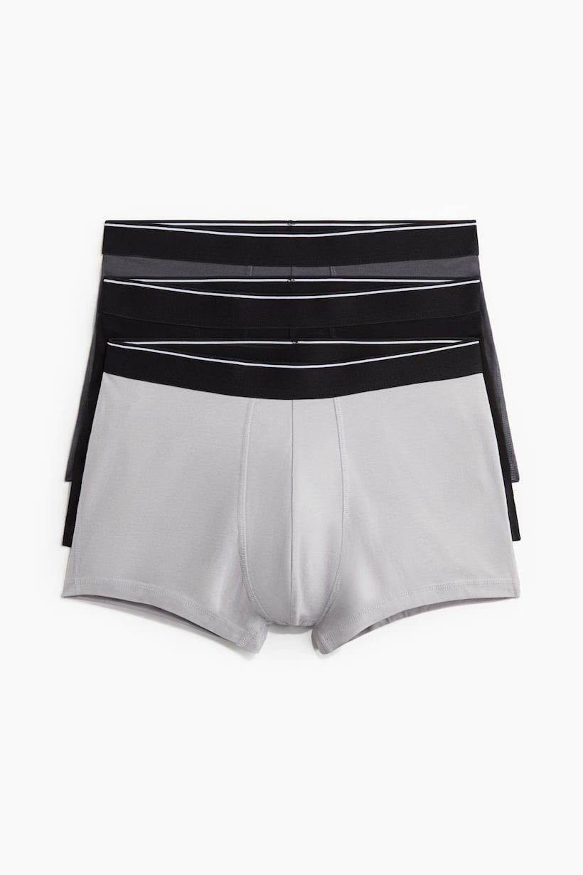 Men’s Light gray/dark gray/black 3-pack Short Boxer Briefs with Lycra ...