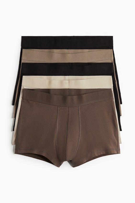 Men’s Brown/dark beige 5-pack Short Boxer Briefs with Lycra® | H&M US
