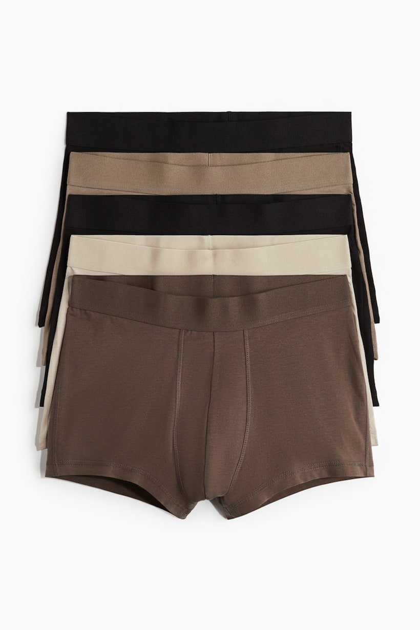5-pack Short Boxer Briefs with Lycra® - Brown/dark beige - Men | H&M US