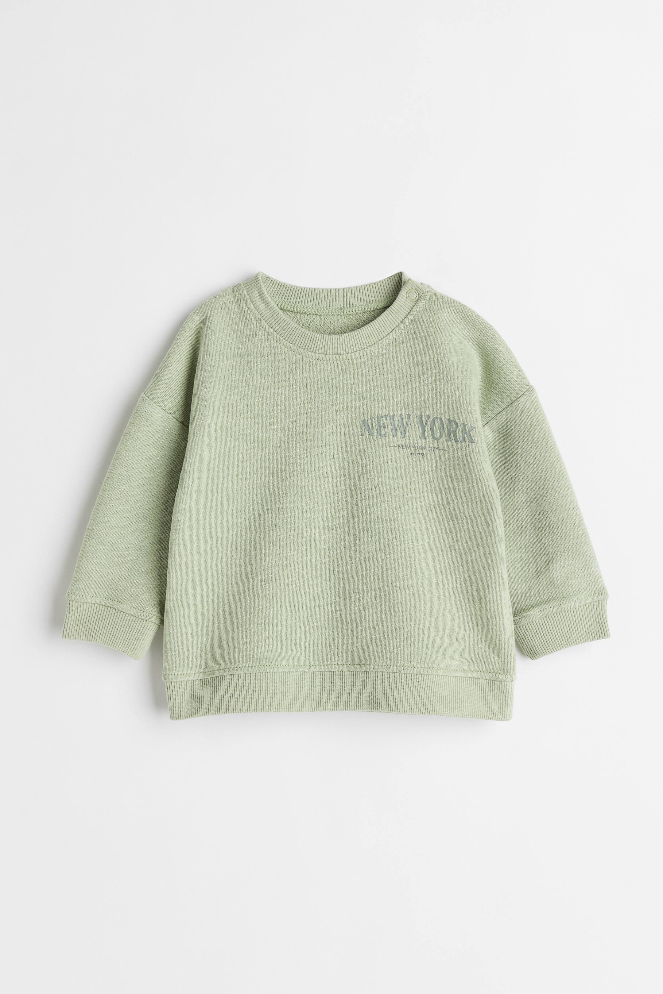 סווטשירט כותנה - Dusky green/New York - Kids | H&M IL