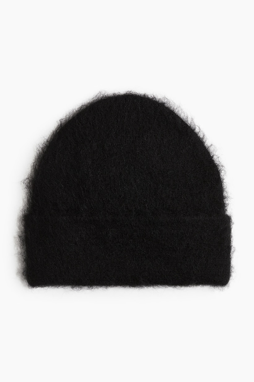 Fuzzy Wool-Blend Beanie - Black - Men | H&M US