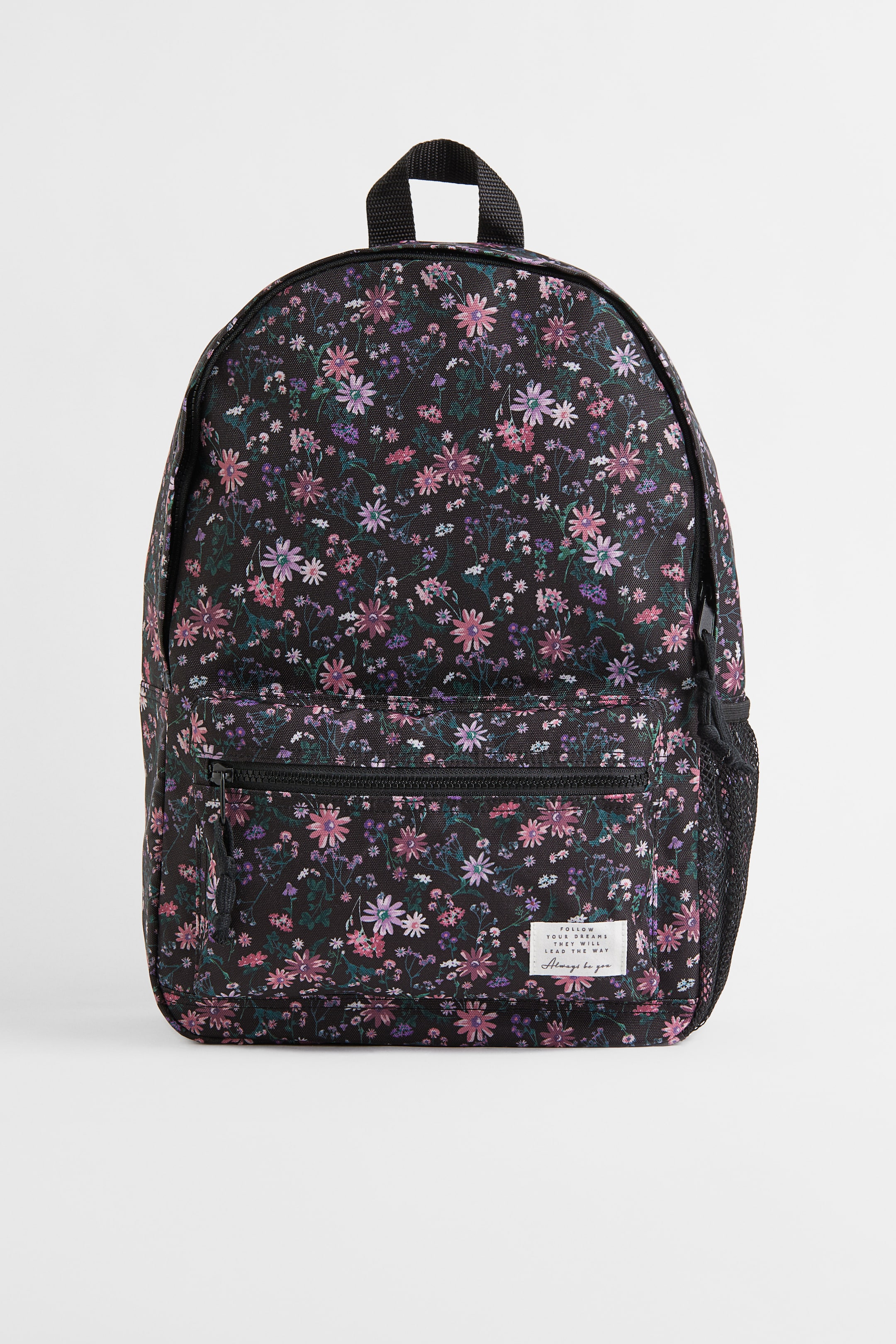 Patterned backpack - Dark grey/Floral - Kids | H&M IE