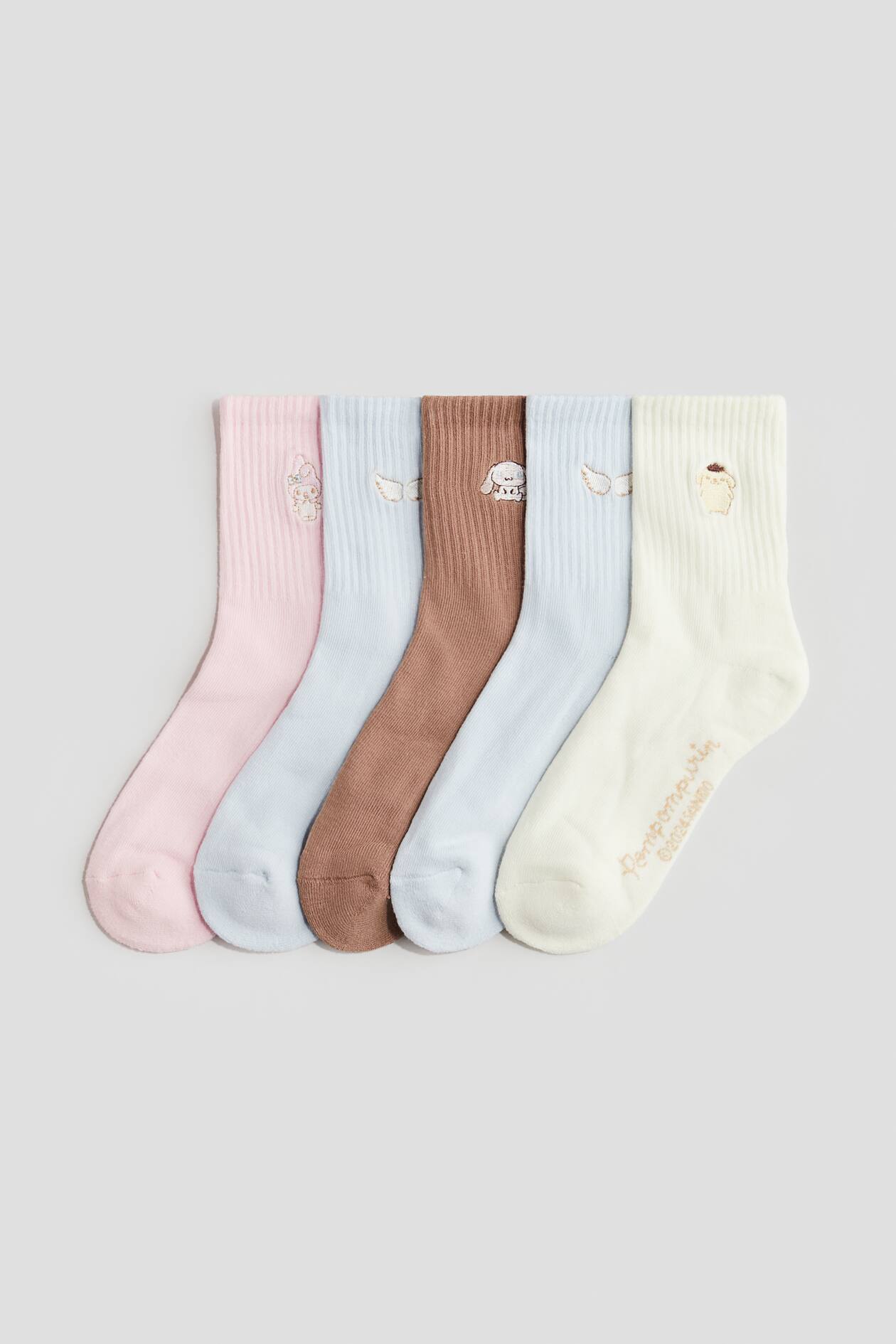 Light blue/Pompompurin 5-pack appliquéd socks for kids | H&M IN