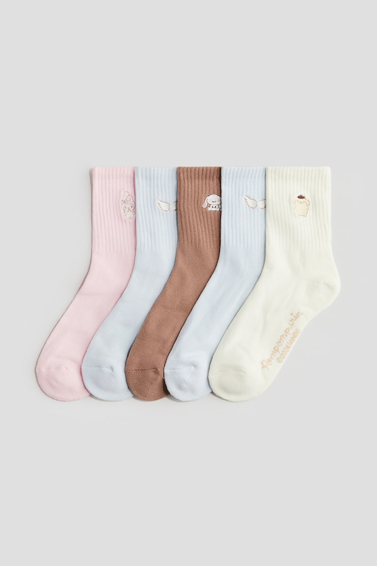 Light blue/Pompompurin 5-pack Appliquéd Socks for kids | H&M CA