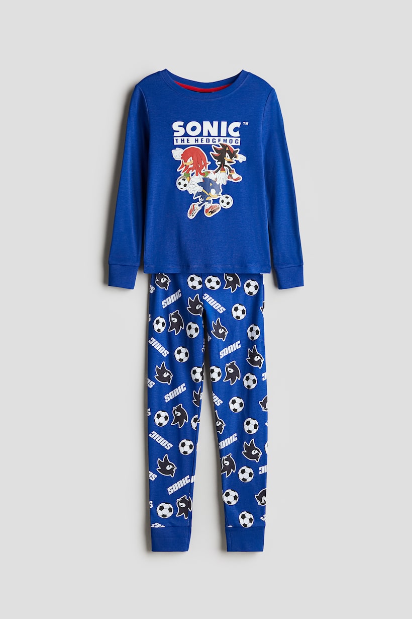 Snug Fit Cotton Jersey Pajamas - Blue/Sonic the Hedgehog - Kids | H&M US