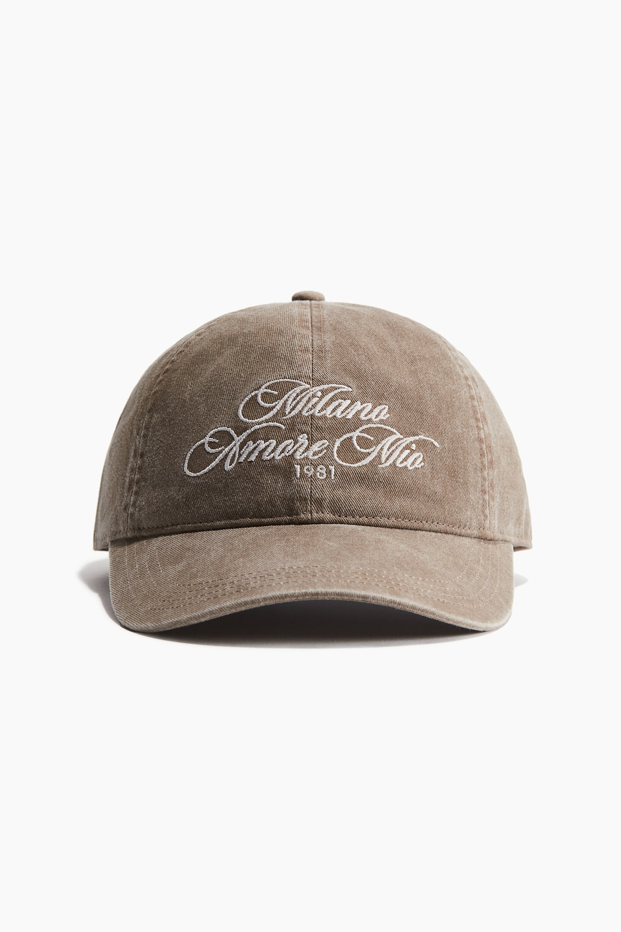Embroidered-motif Twill Cap - Taupe/Milano - Ladies | H&M US