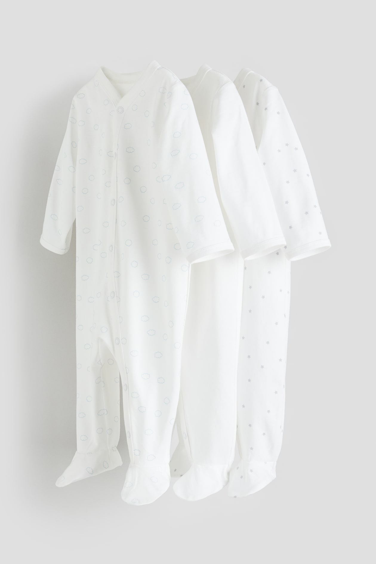 White/Stars 3-pack sleepsuits with full feet for kids | H&M GB