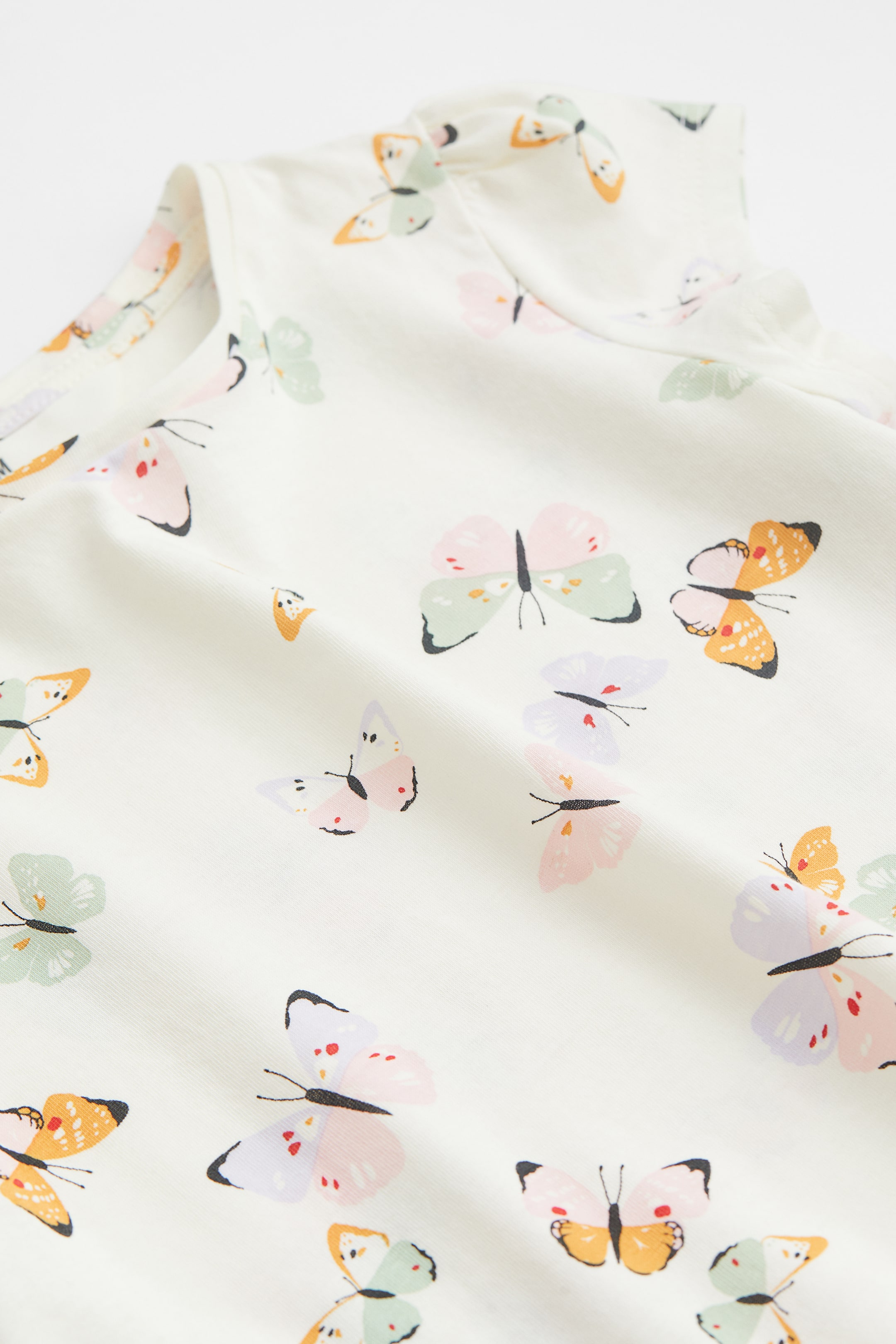 Majica od žerseja s puf rukavima - Prirodno bela/leptiri - Kids | H&M RS