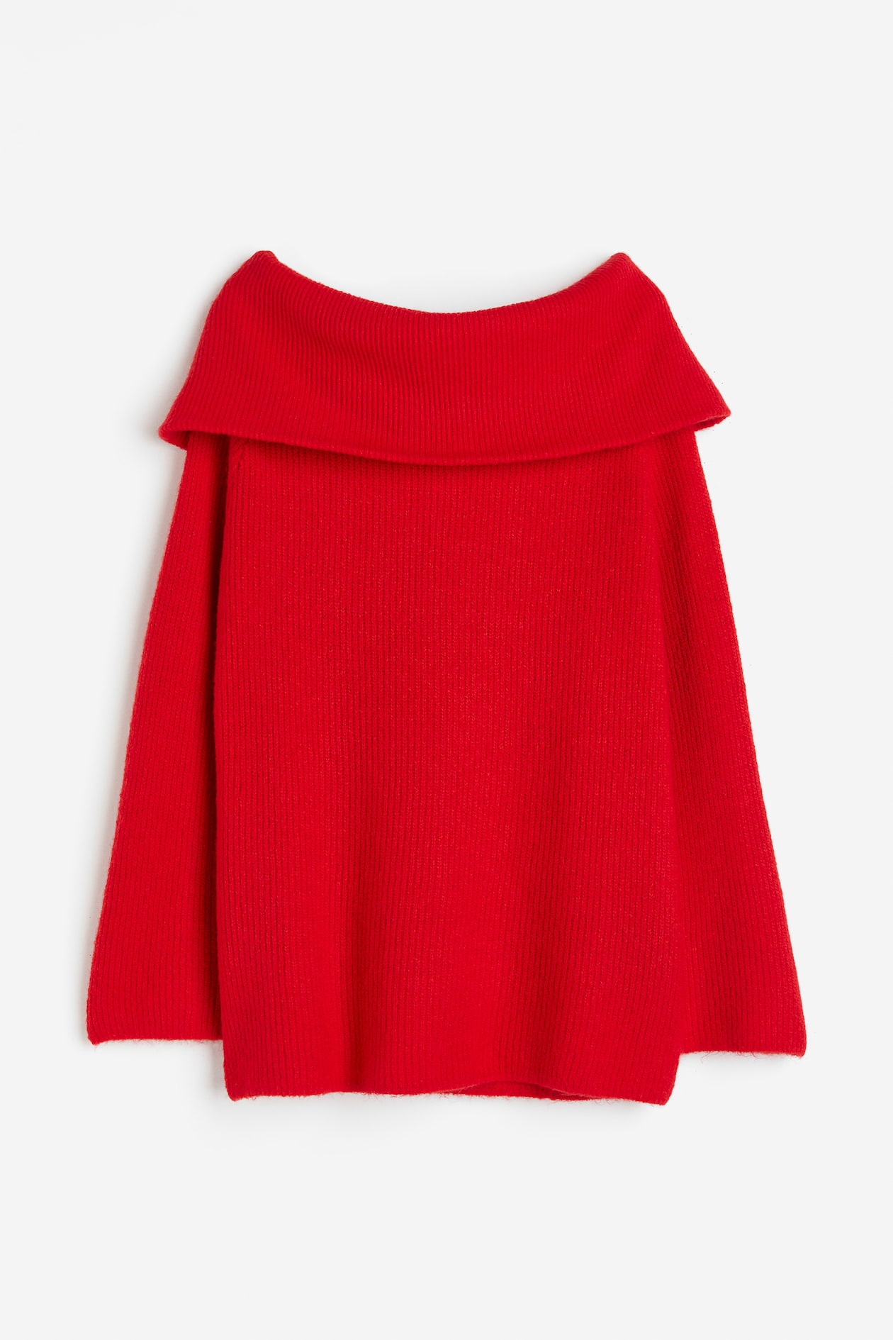 Women's Red Rib-knit Off-the-shoulder Sweater | H&M CA