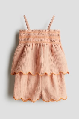 2-piece Cotton Muslin Set - Peach - Kids | H&M US