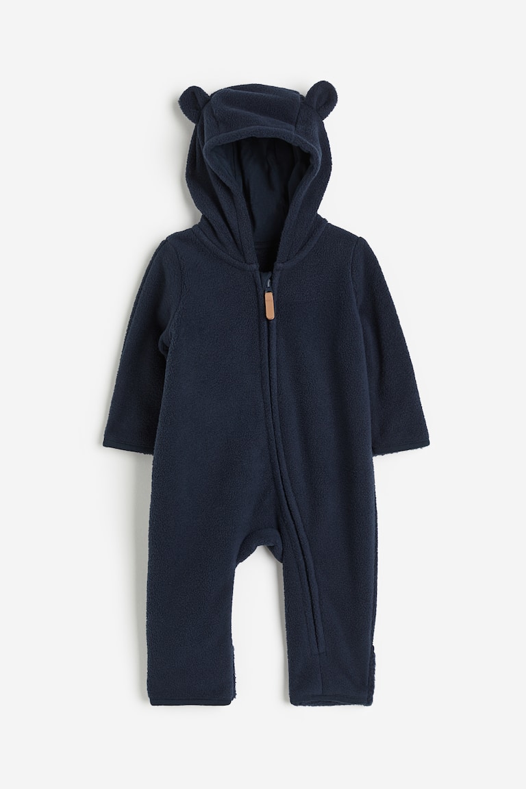 Hooded Fleece Jumpsuit - Dark blue - Kids | H&M US