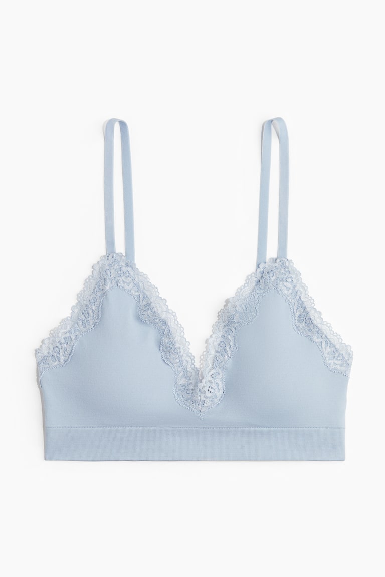 Seamless Padded soft bra - Light blue - Ladies | H&M IN