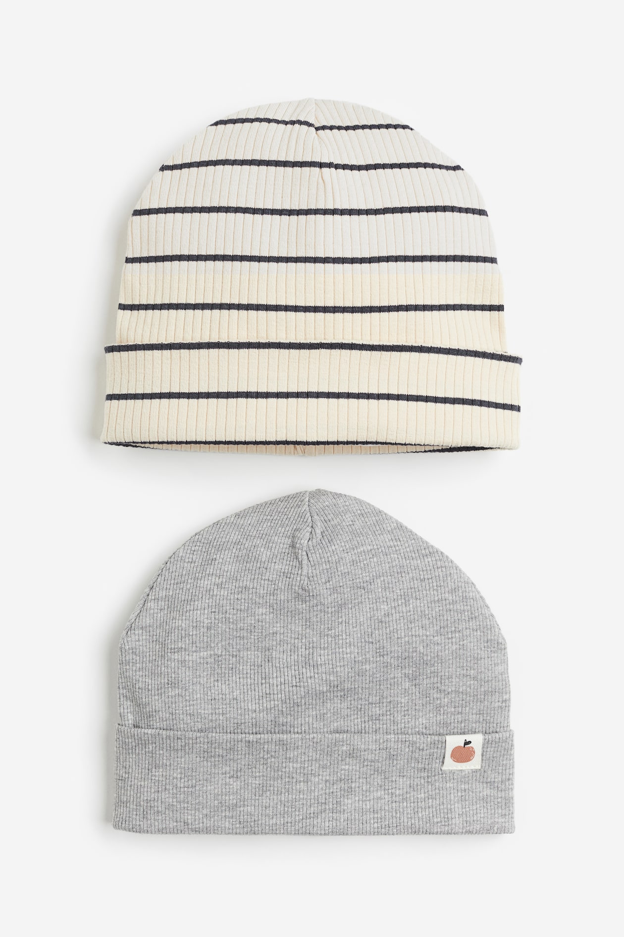 2-pack cotton beanies - Light grey/Striped - Kids | H&M GB