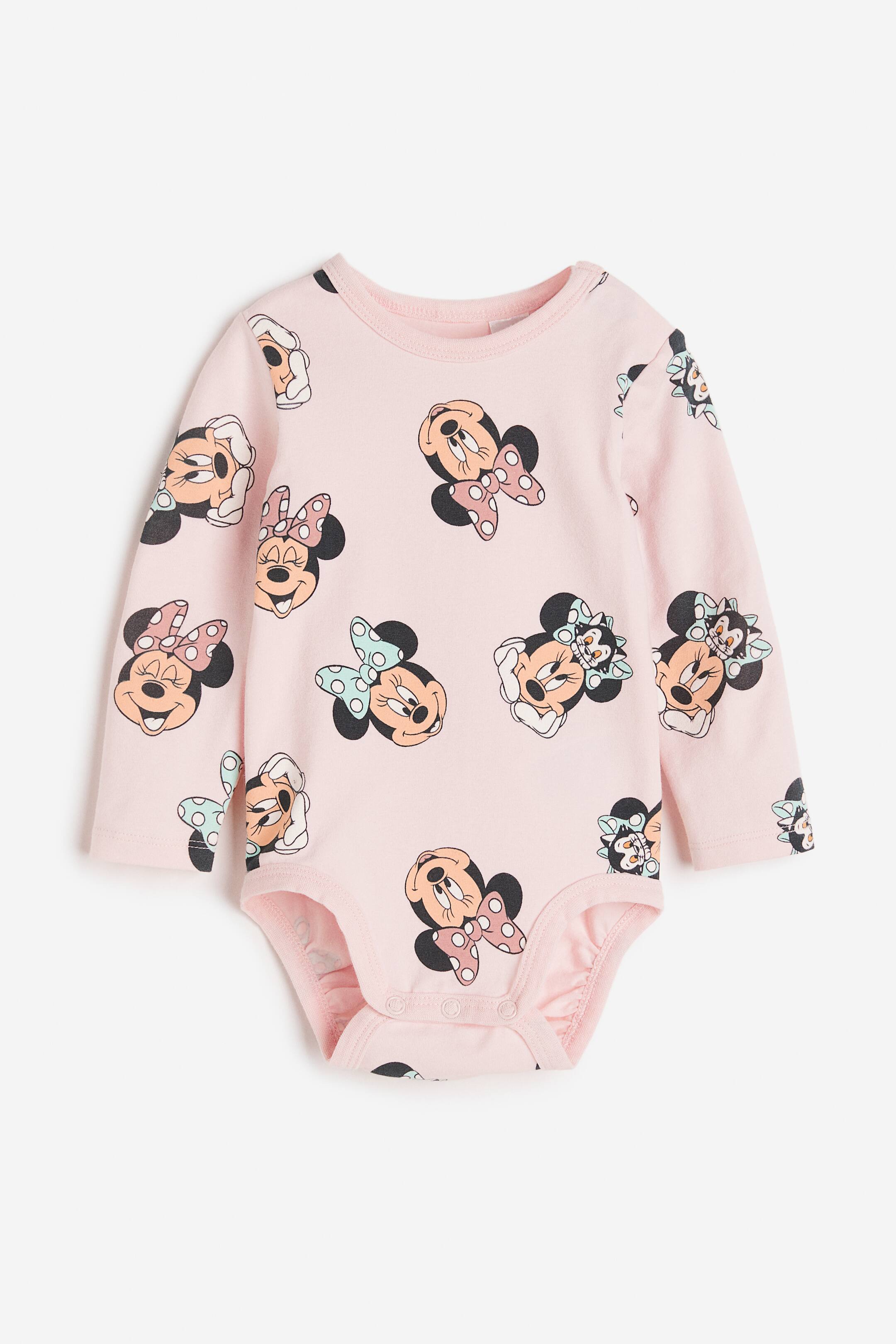 Long-sleeved bodysuit - Light pink/Minnie Mouse - Kids | H&M IN