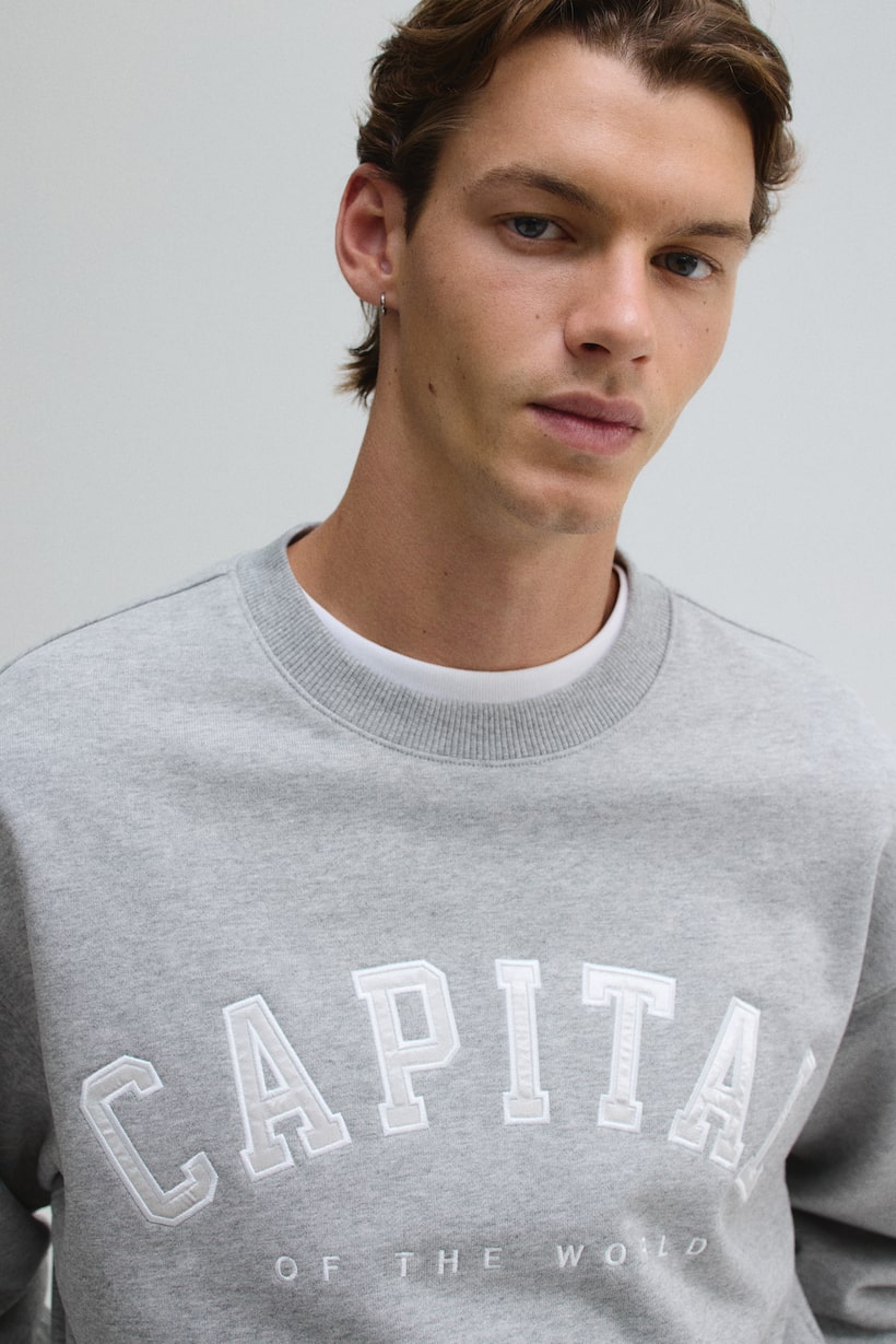 Sudadera Loose Fit - Gris jaspeado/Capital - Men | H&M MX