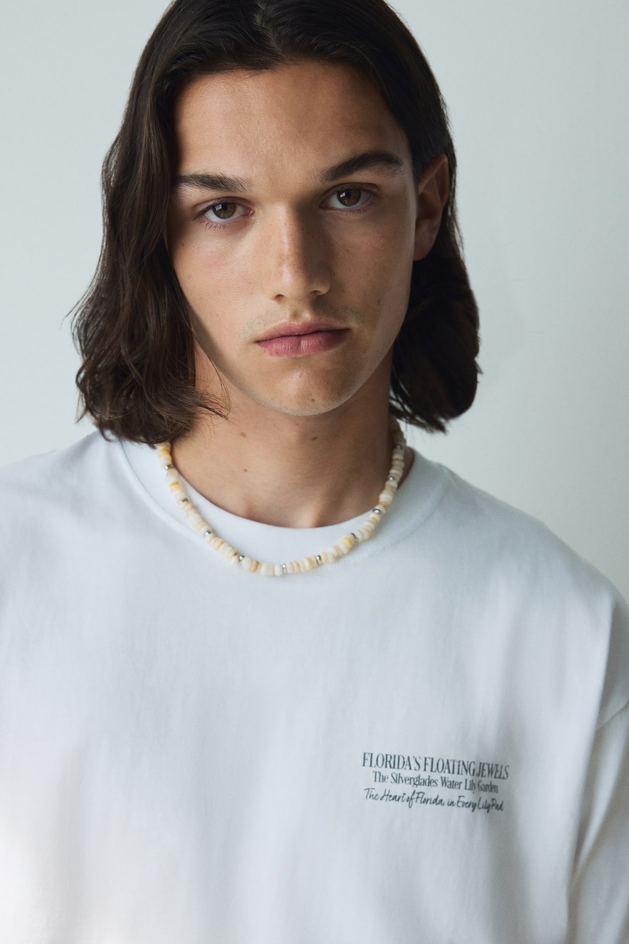 Loose Fit Printed T-shirt - White/Water lilies - Men | H&M MY