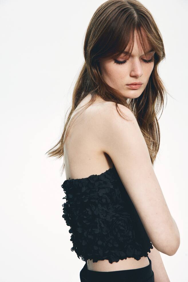 Top bandeau corto con aplicaciones - Negro - Ladies | H&M MX