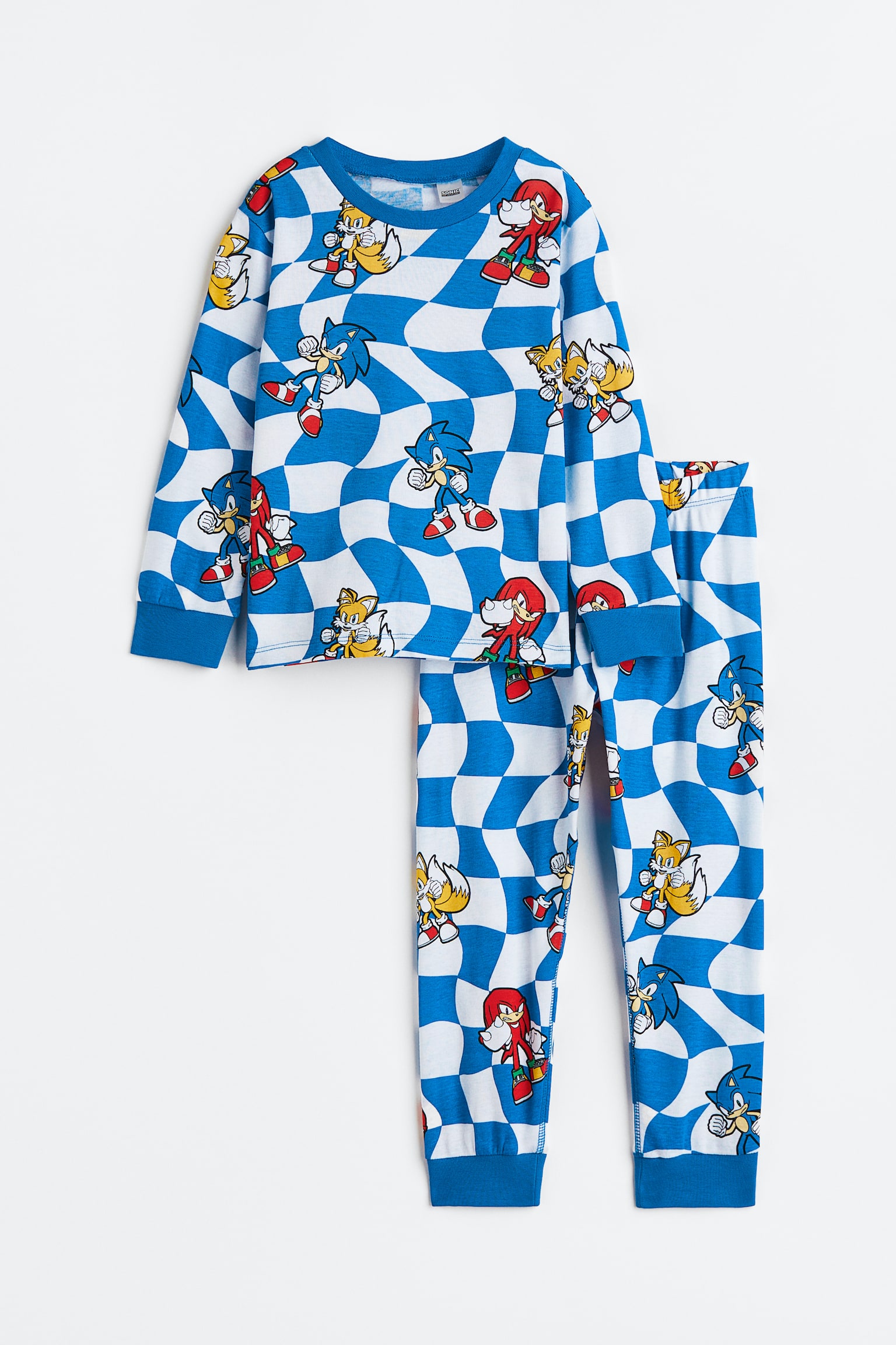 Printed pyjamas - Round neck - Long sleeve - Bright blue/Sonic the ...