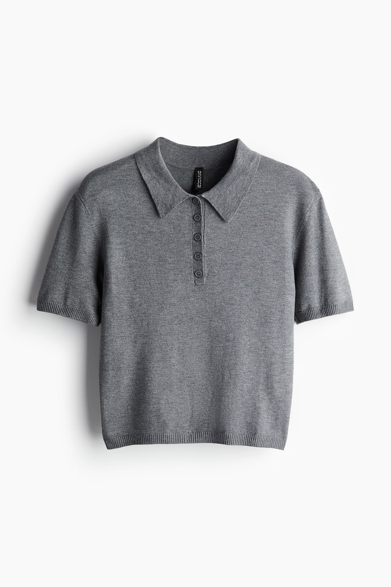 Women's Gray melange Fine-knit Polo Shirt | H&M US