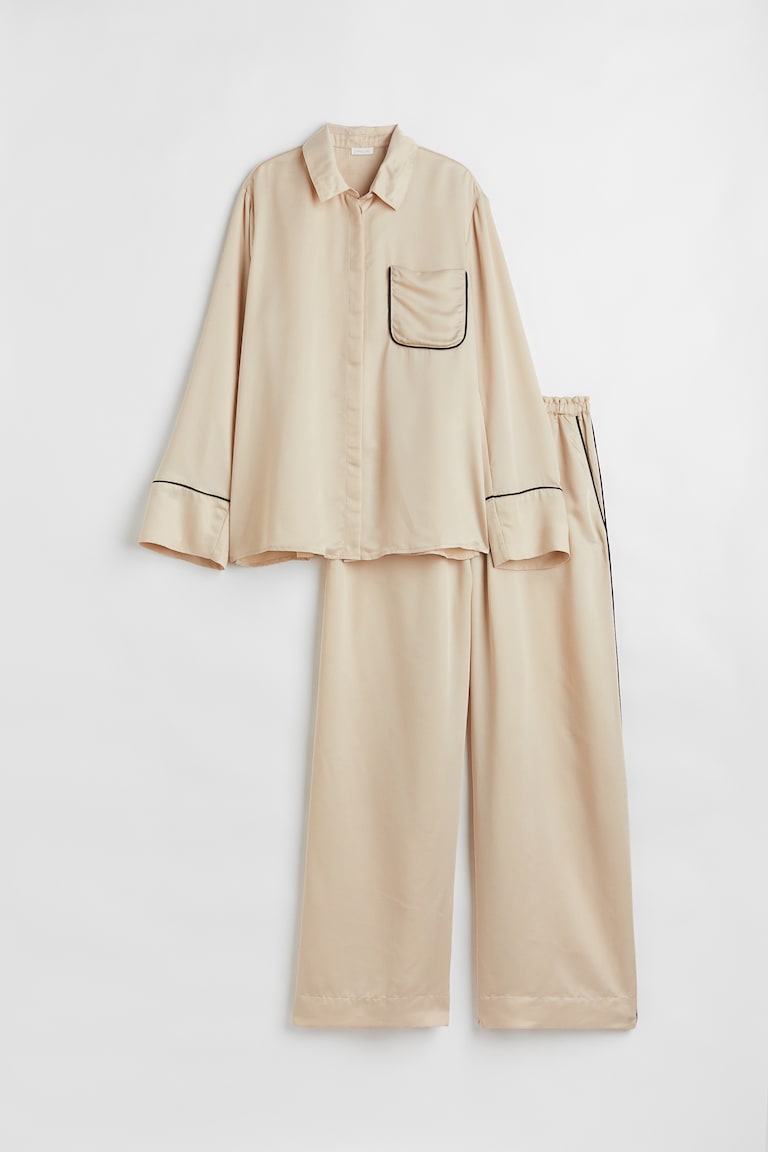 Satin Pajamas - Light beige - Home All | H&M US