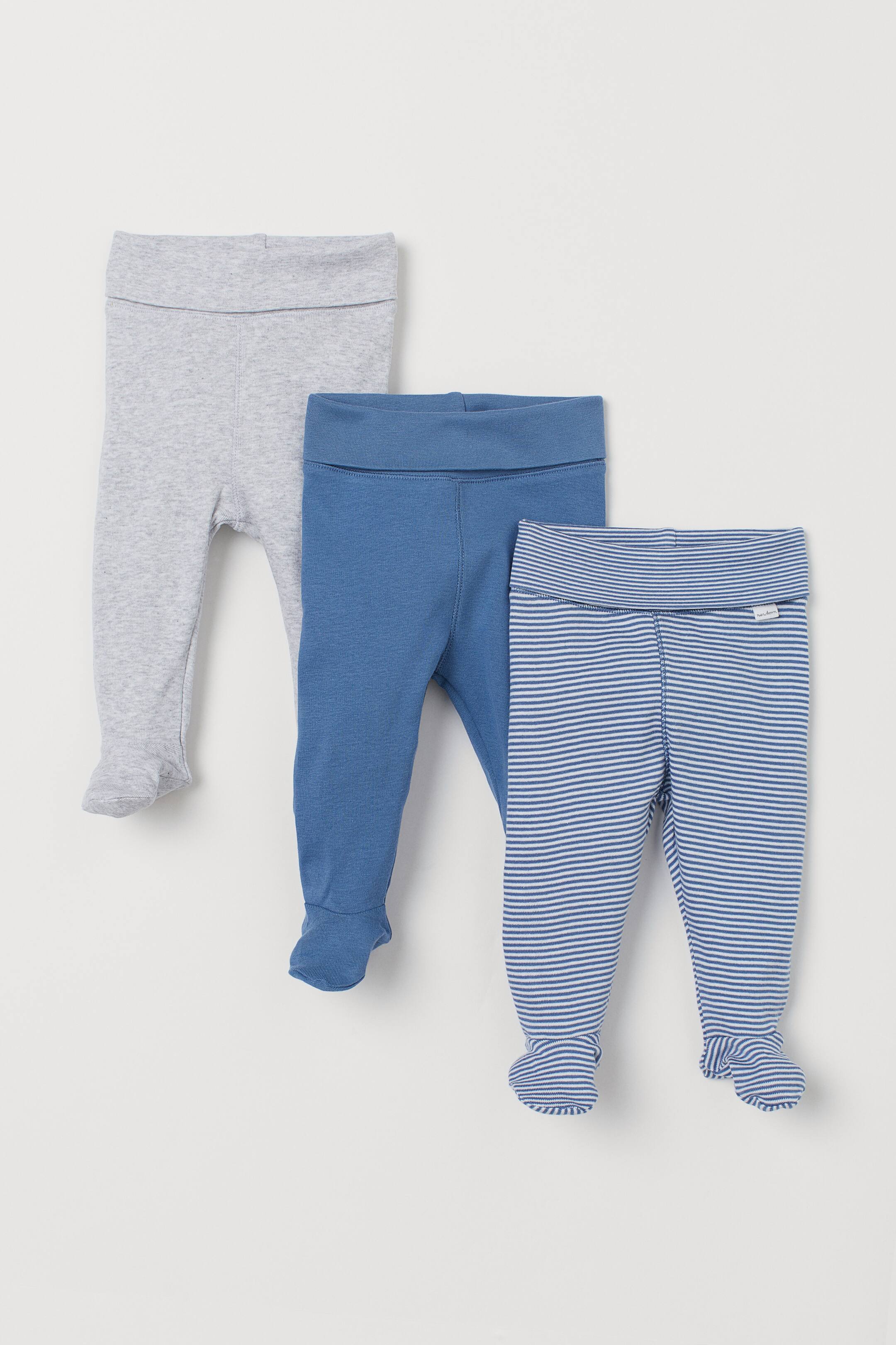Tri para helanki sa podvrnutim pojasom - Blue/Striped - Kids | H&M RS