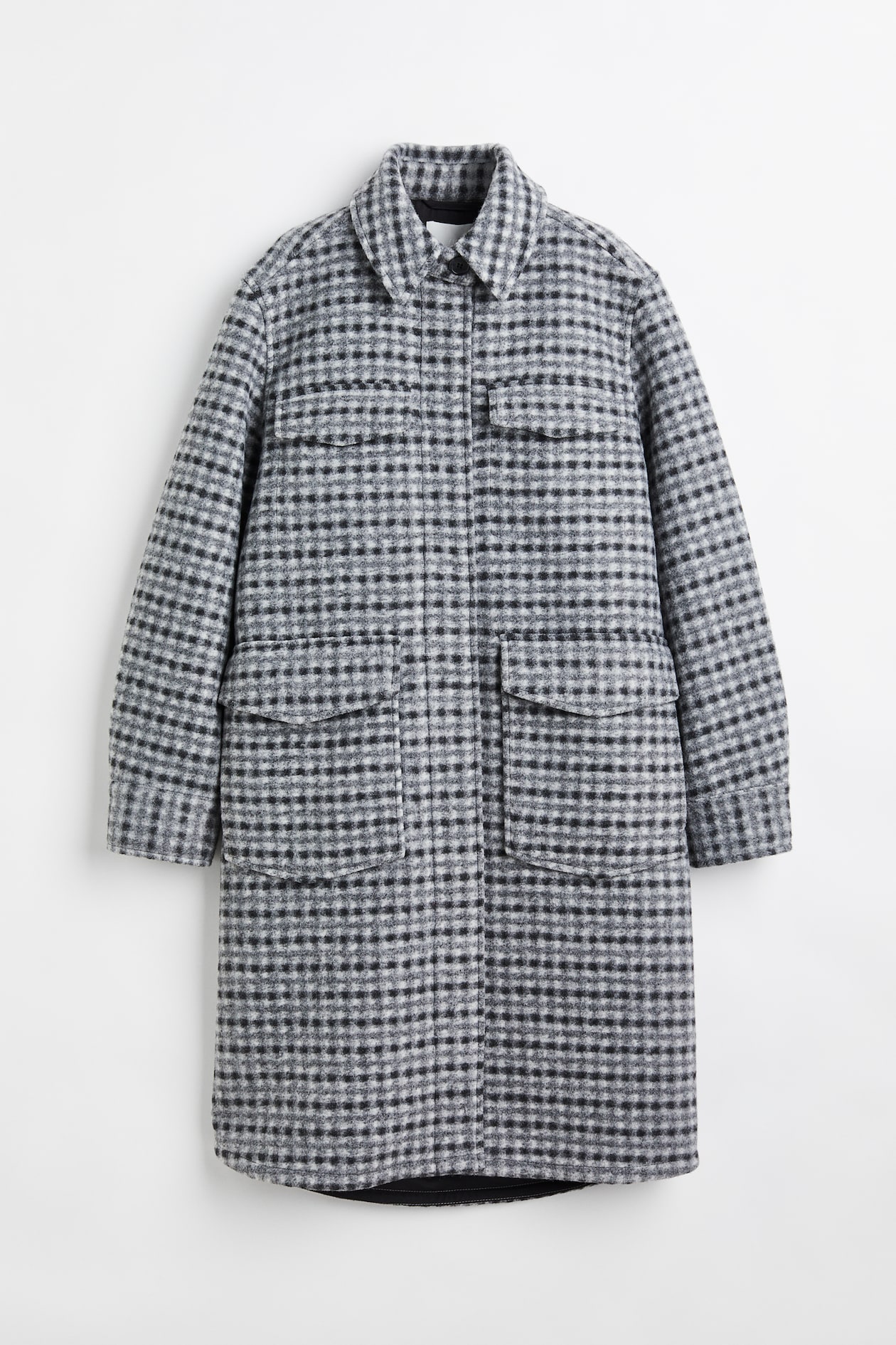 Long shacket - Grey/Checked - Ladies | H&M GB