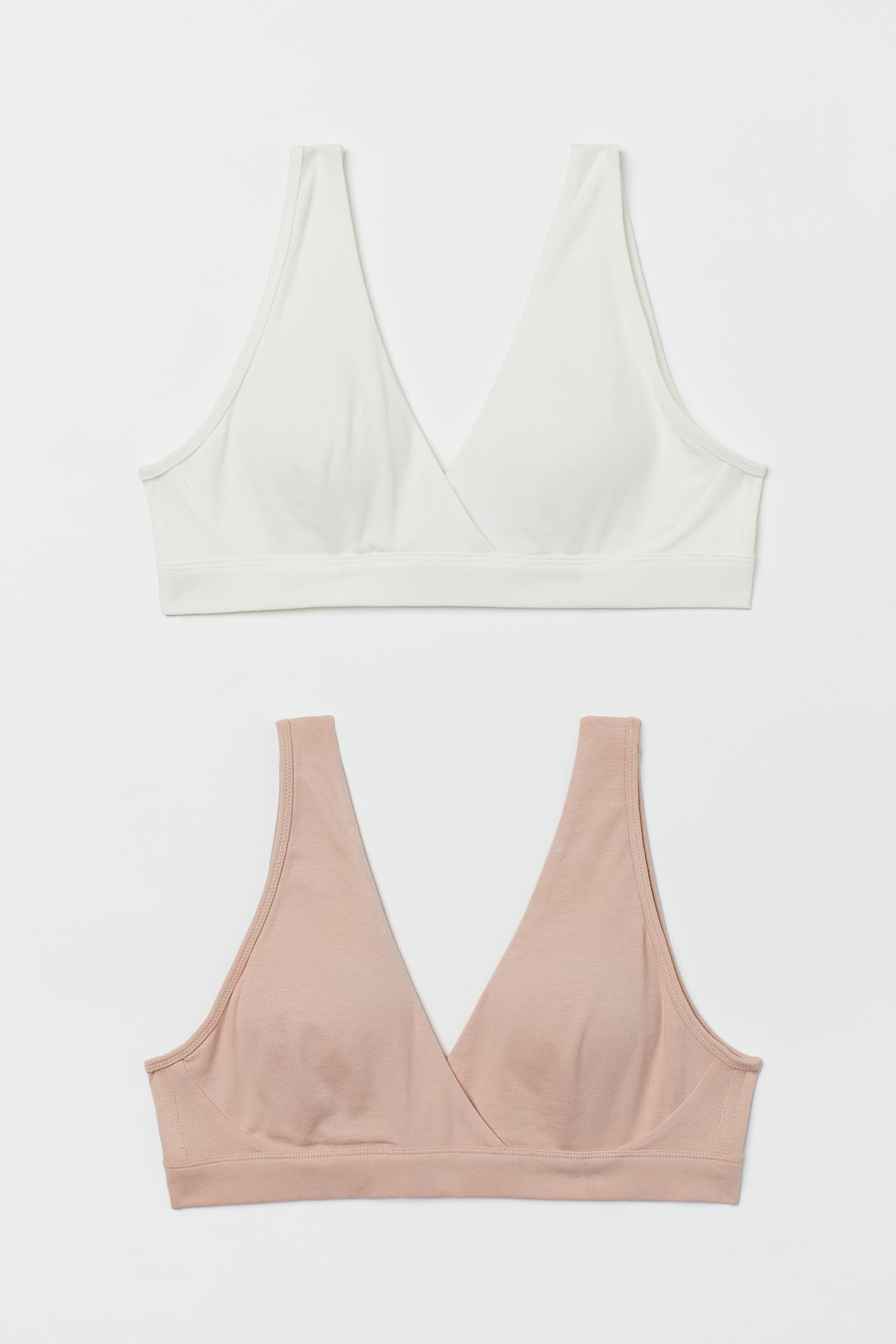 MAMA 2-pack nursing bras - Short - Powder beige/White - Ladies | H&M GB