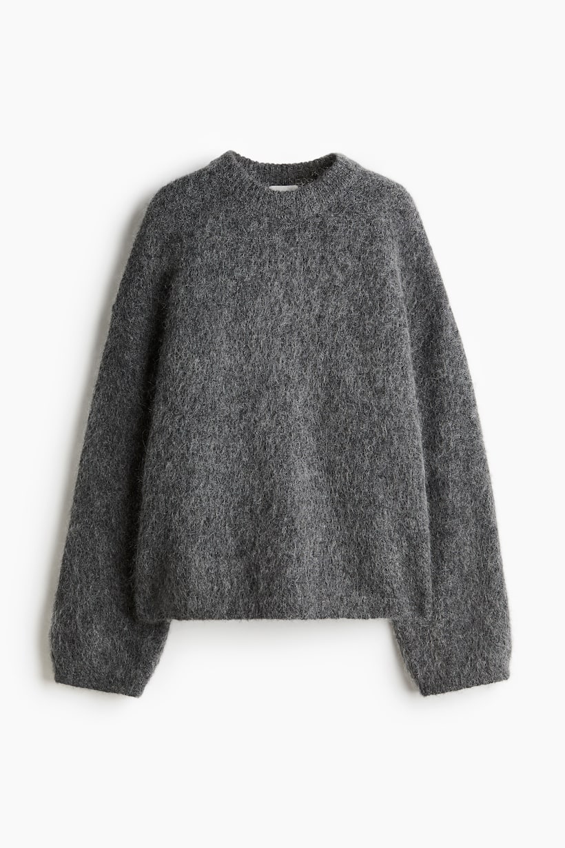 Women's Dark grey marl Oversized mohair-blend jumper | H&M GB