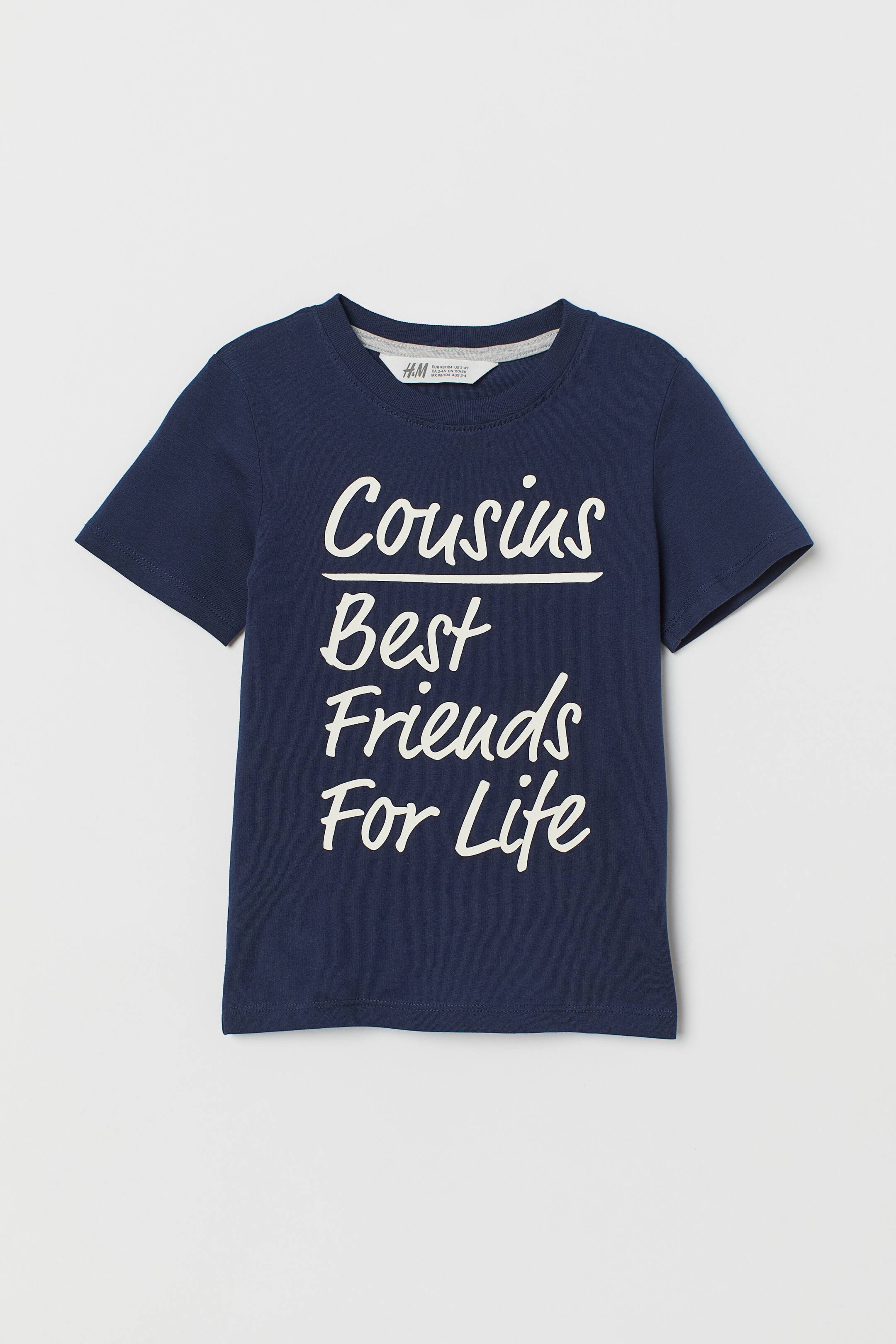 Printed T-shirt - Navy blue/Cousins - Kids | H&M HK