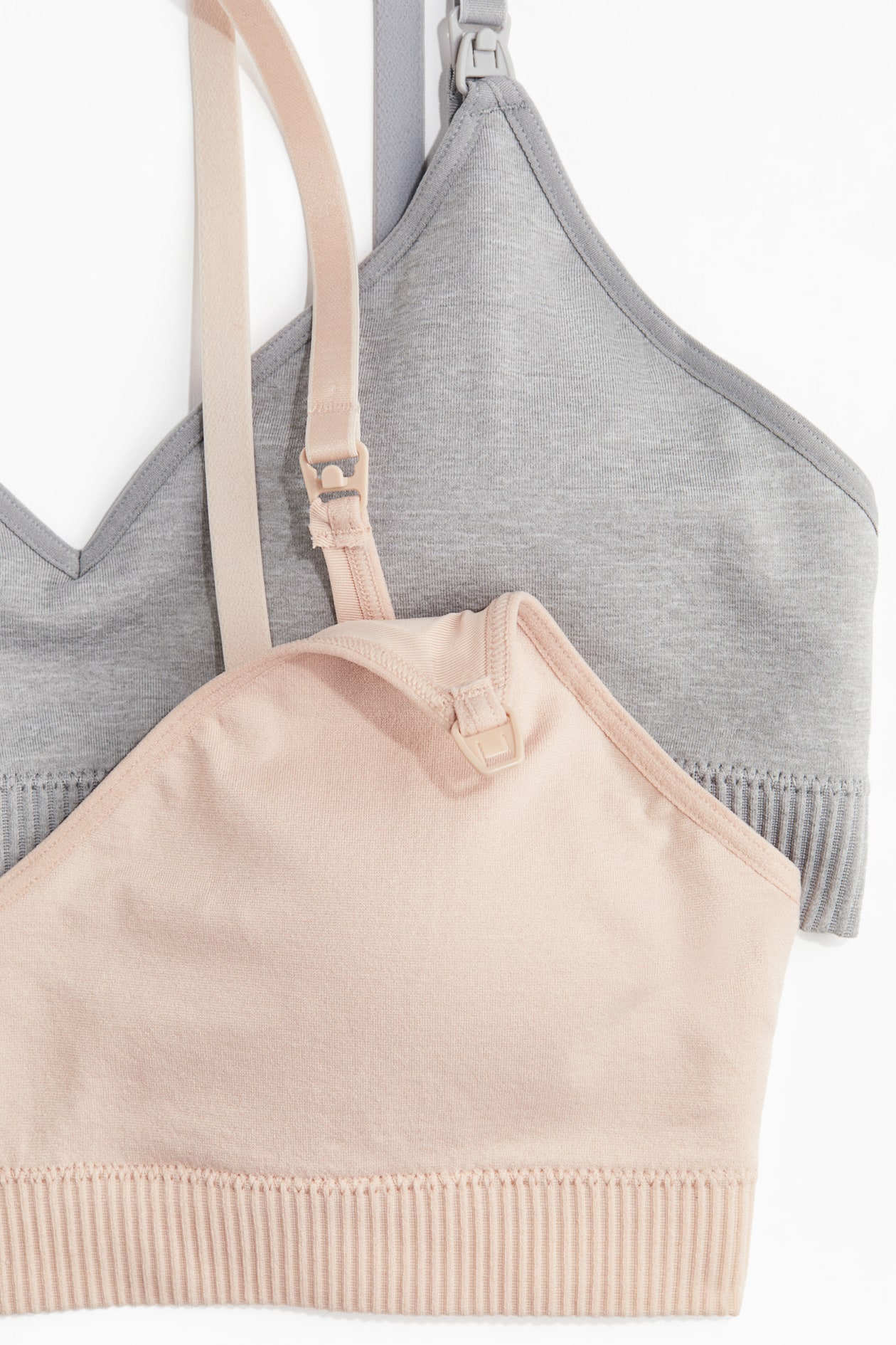 MAMA 2-pack Seamless Padded Nursing Bras - Light beige/light gray ...